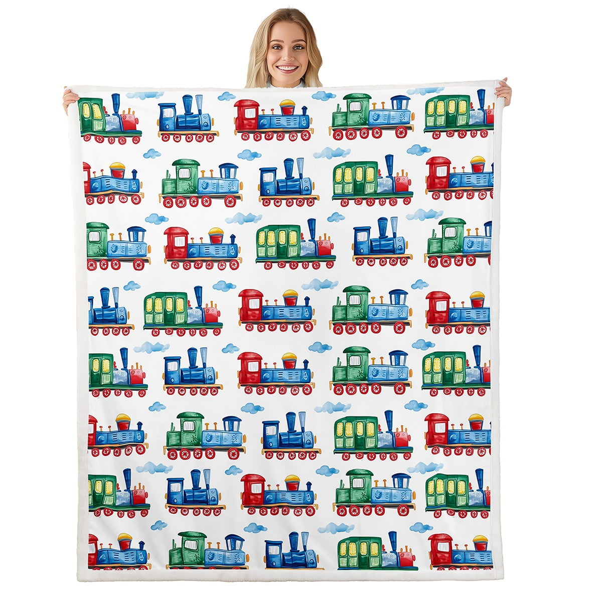 Cartoon Train Throw Blanket,Choochoo Steam Locomotive Train Bed Blanket ...
