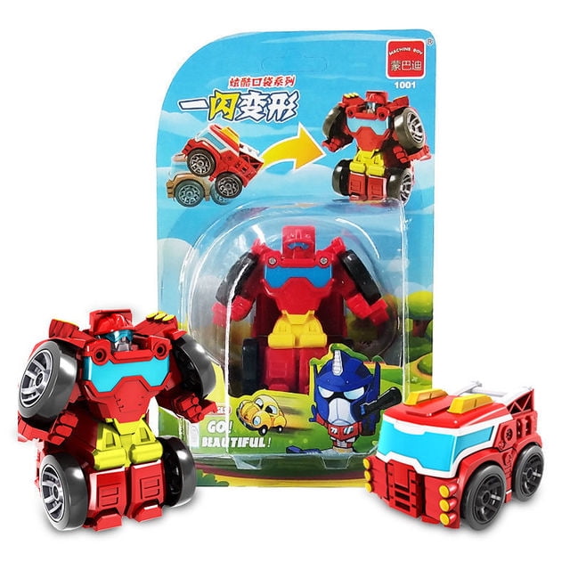 Cartoon Transformation Robot Deformed Mini Cars Robot Rescue Bots Car ...