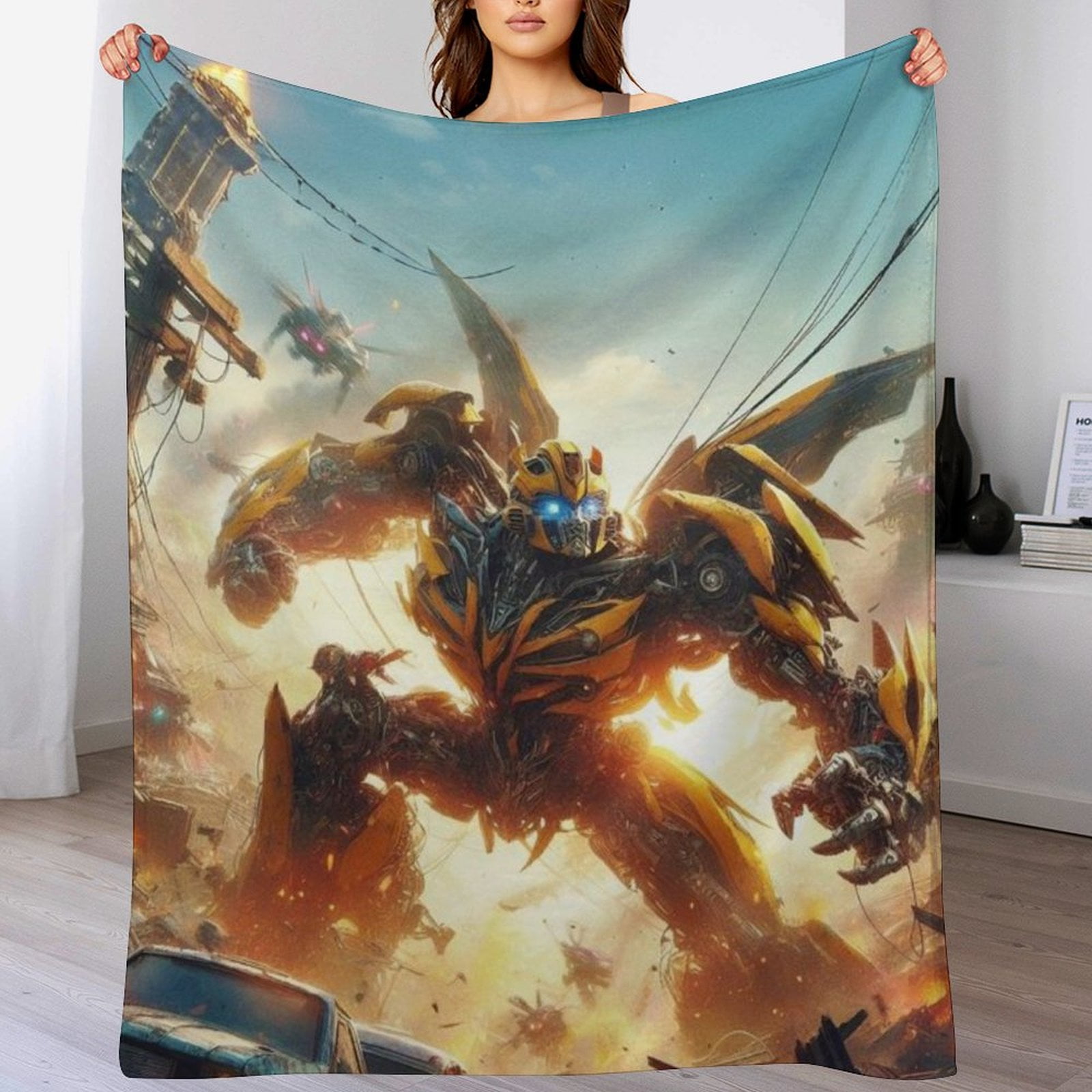 Cartoon Transformers Flannel Anime Blanket Decor Bedding Room, Couch ...