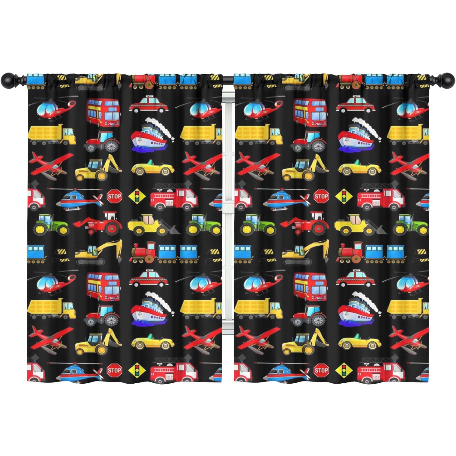 Cartoon Transportation Blackout Kids Curtains,Childrens Insulated ...