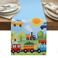 Cartoon Transportation Cotton Linen Table Runner Helicopter Car Train ...