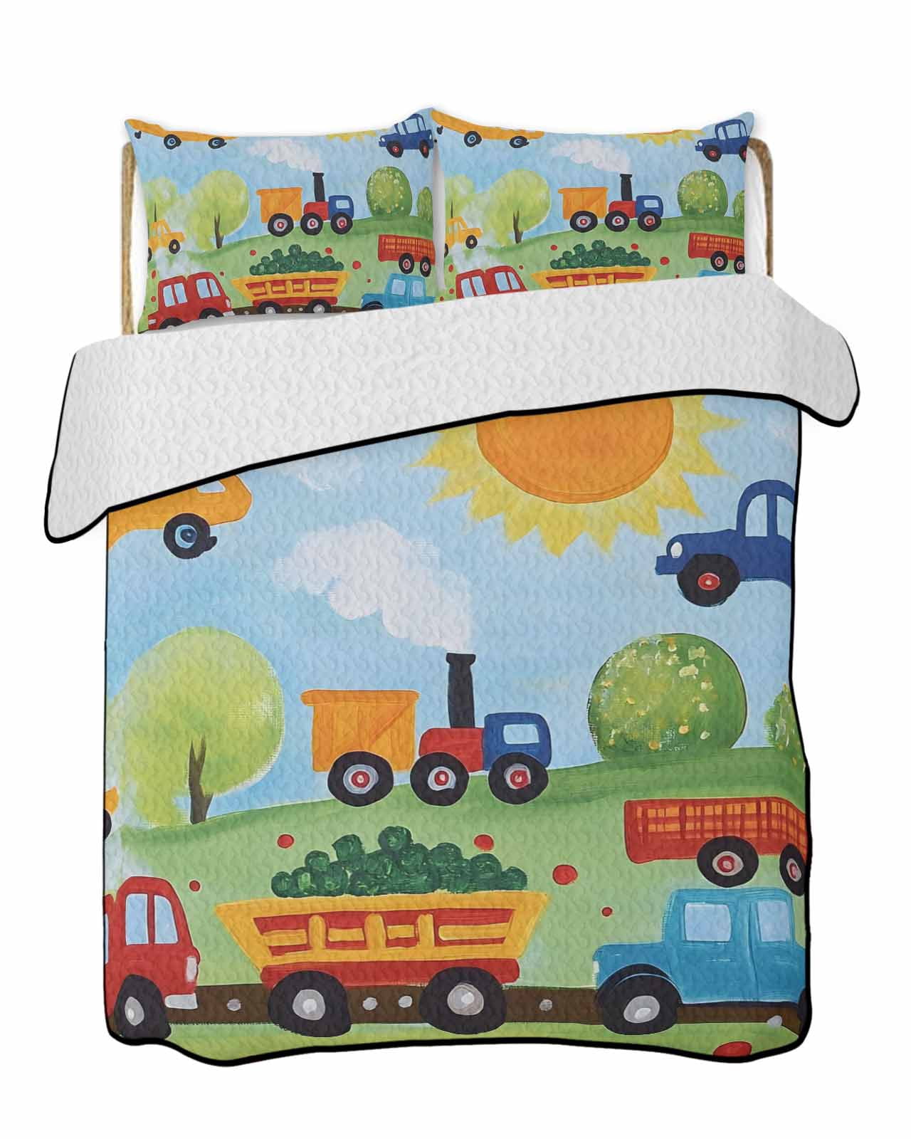 Cartoon Transportation Quilts Bedding Set California King Helicopter ...