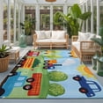 Cartoon Transportation Washable Living Room Rugs 9'x12', Helicopter Car ...