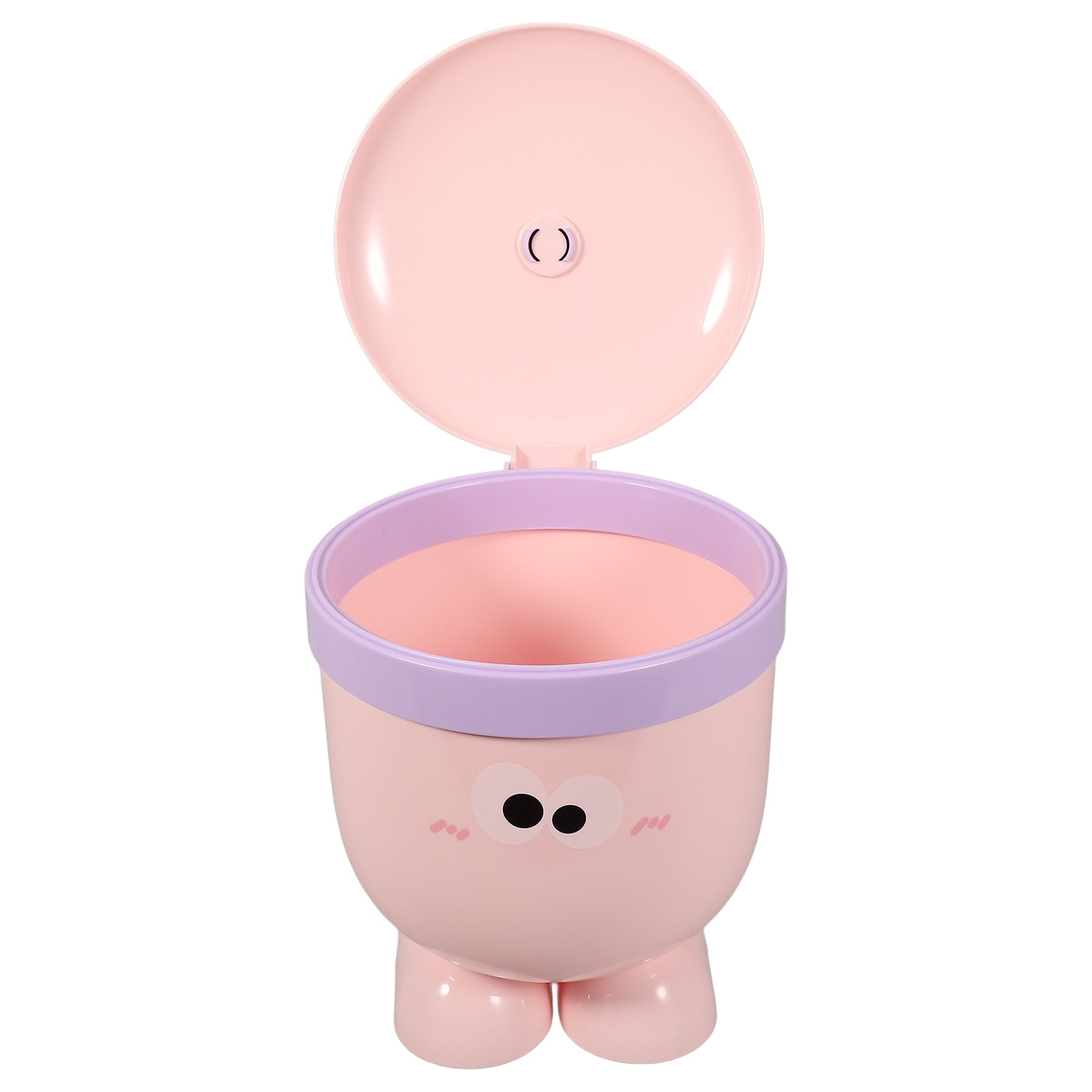 Cartoon Trash Can Desktop Mini Bin with Lid Cactus Garbage Baby Student ...
