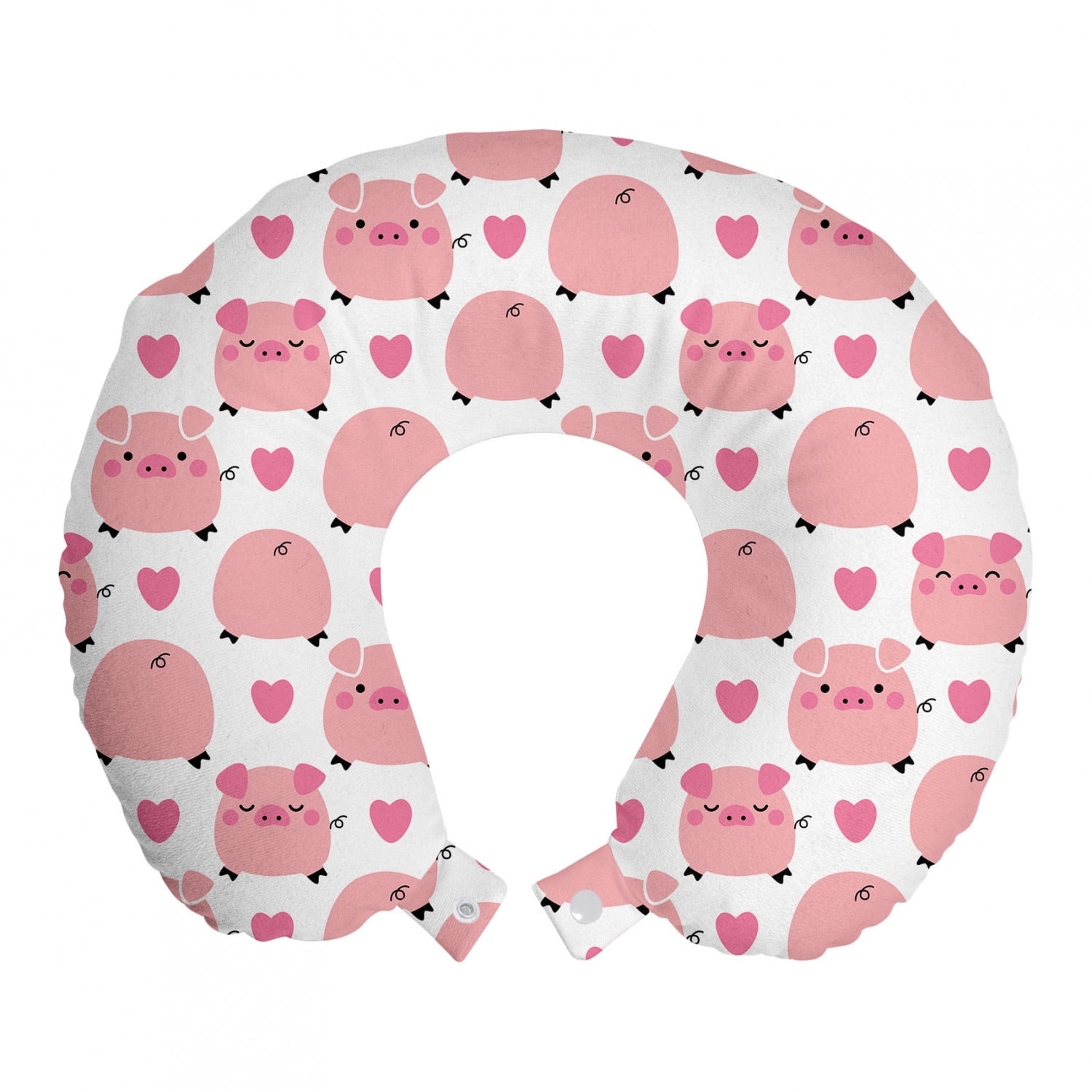 Cartoon Travel Pillow Neck Rest, Animals Theme Pattern of Childish Pigs ...