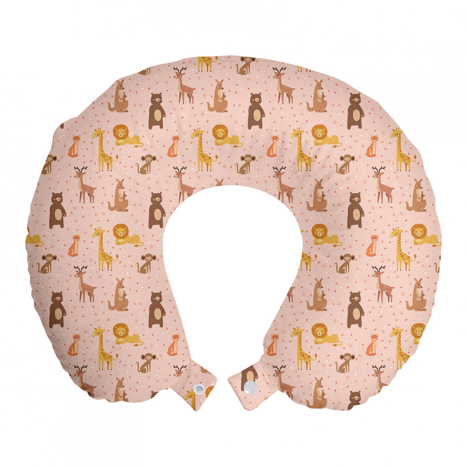 Cartoon Travel Pillow Neck Rest, Zoo Animals Bear Reindeer Lion Giraffe ...