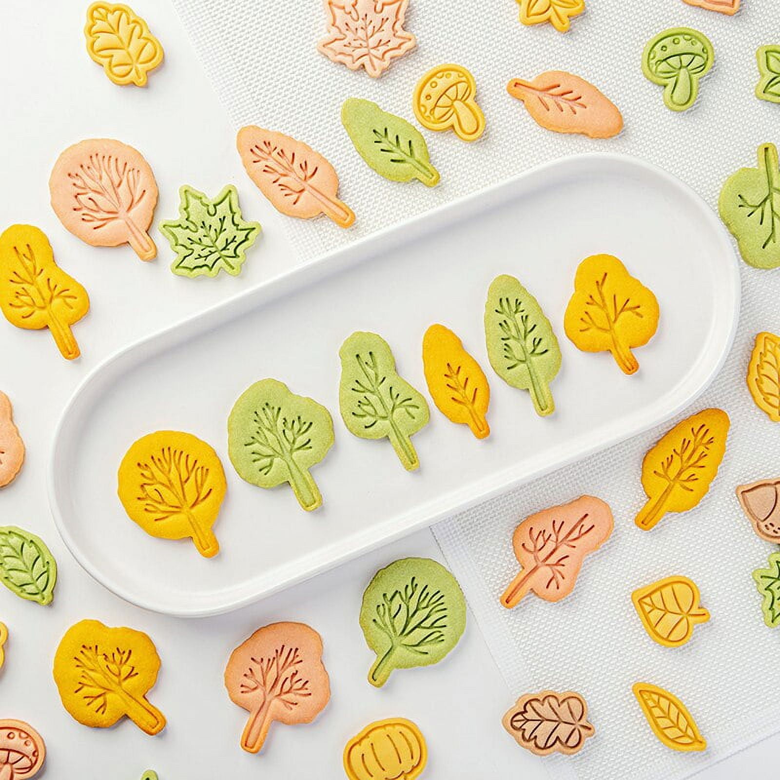 Cartoon Tree Leaves Shape Biscuit Mold 3D Hand Pressure Cookie Cutter ...
