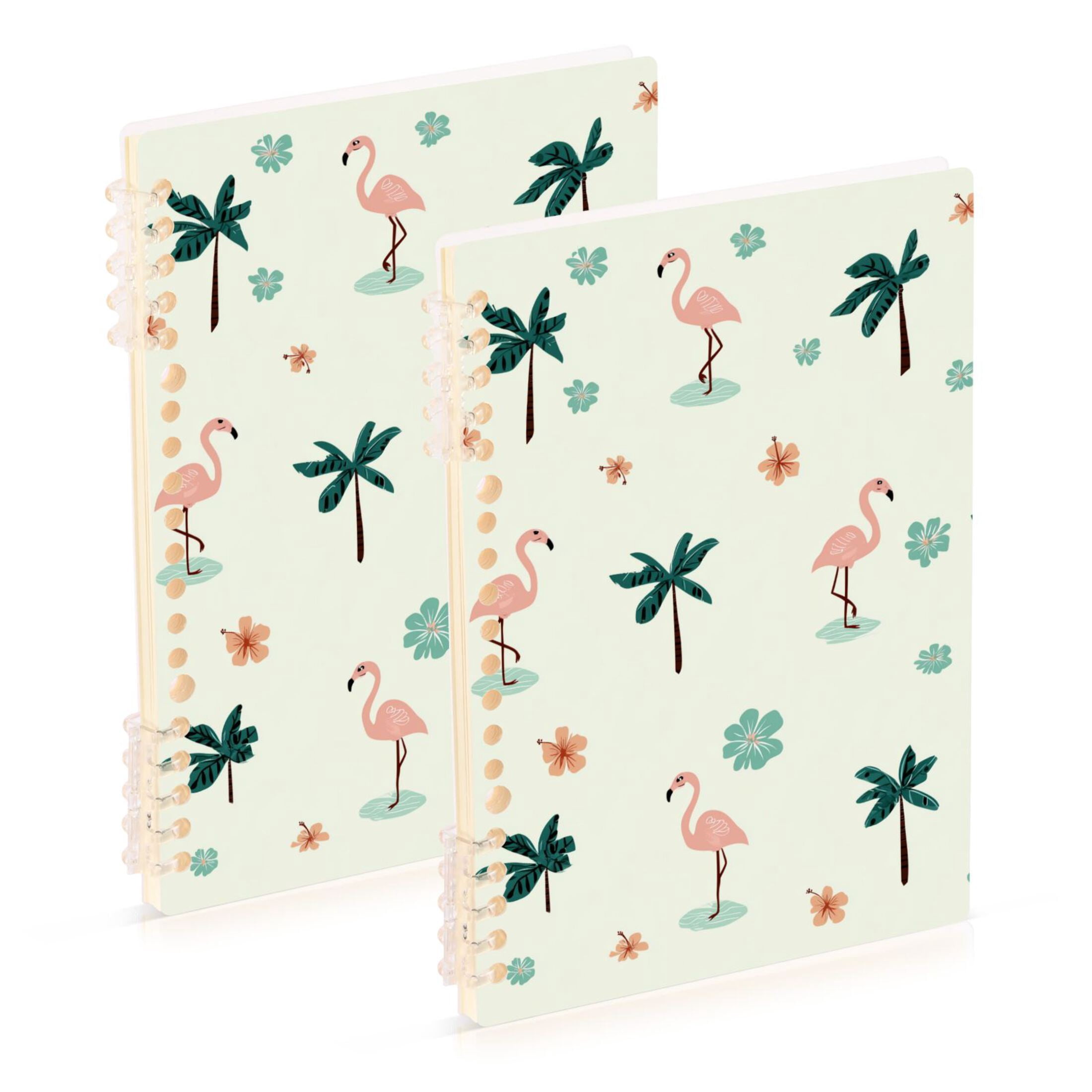 Cartoon Trees Flowers Flamingos Notebook Detachable Coil Notebook Diary ...