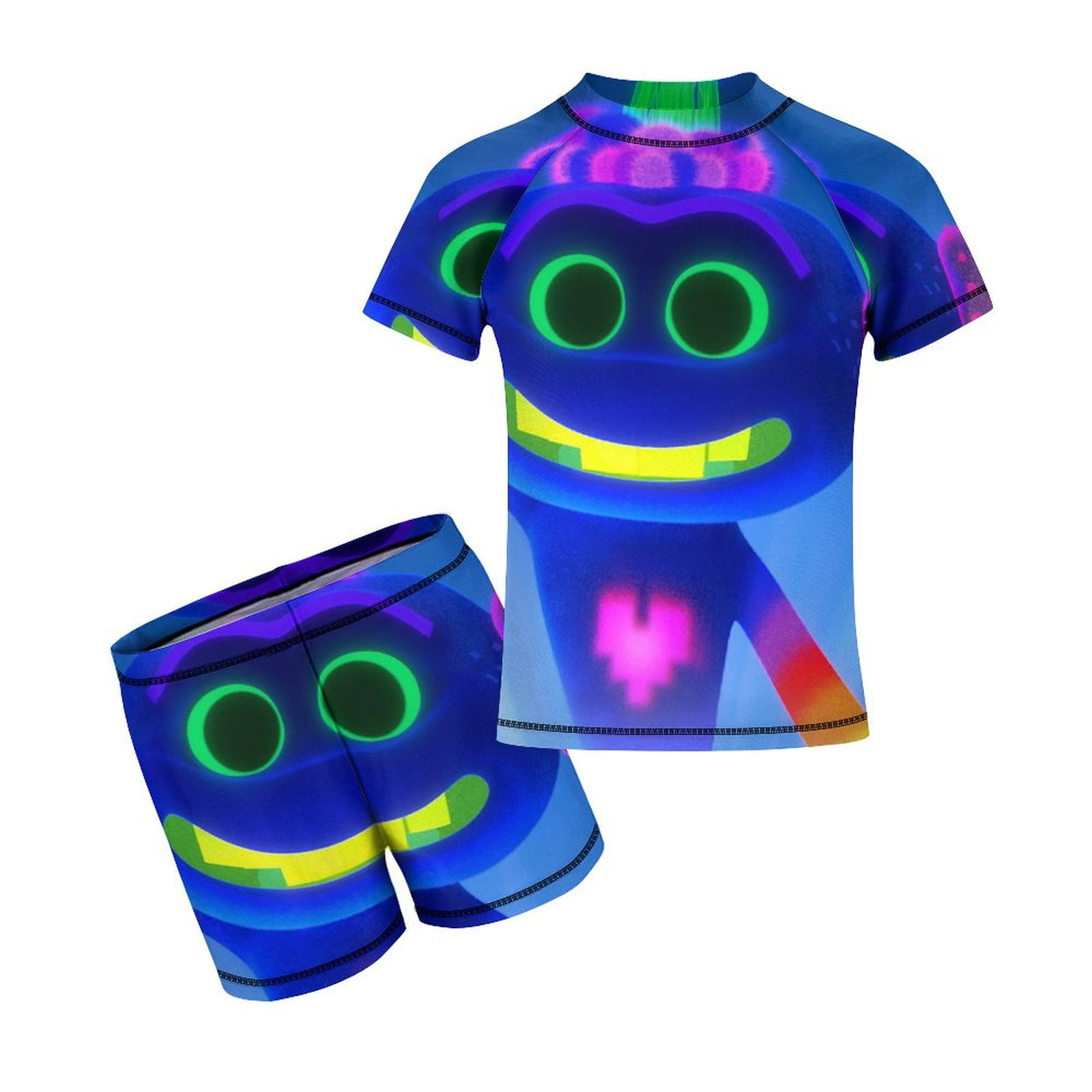 Cartoon Trolls World Tour Boy's Swimsuit Short Sleeve T Shirt Swim ...