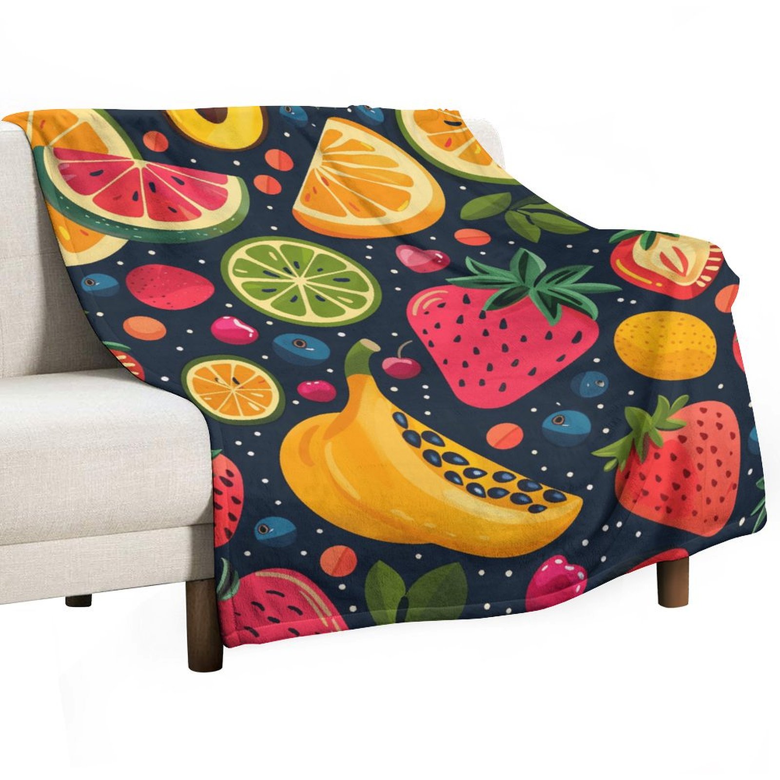 Cartoon Tropical Fruit Pattern Blanket Flannel Warm Blankets Soft And ...