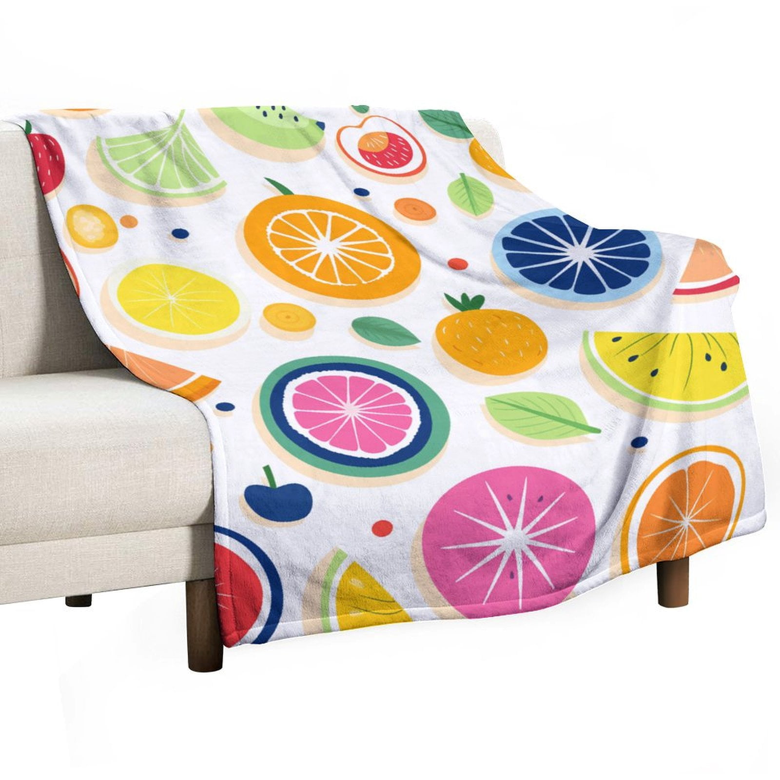 Cartoon Tropical Fruit Pattern Blanket Warm Flannel Blankets Soft And ...