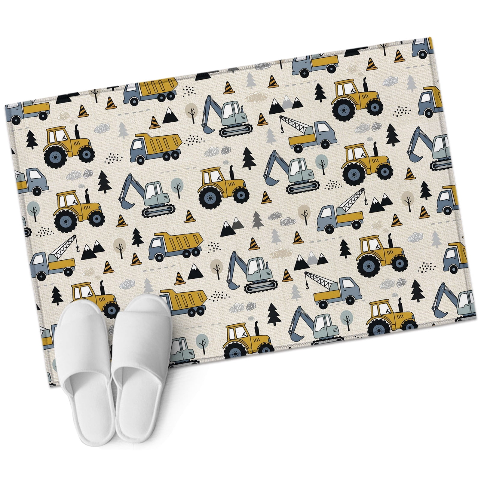 Cartoon Truck Bathroom Rug Washable 2x3 Entryway Rug Non Slip Cute ...
