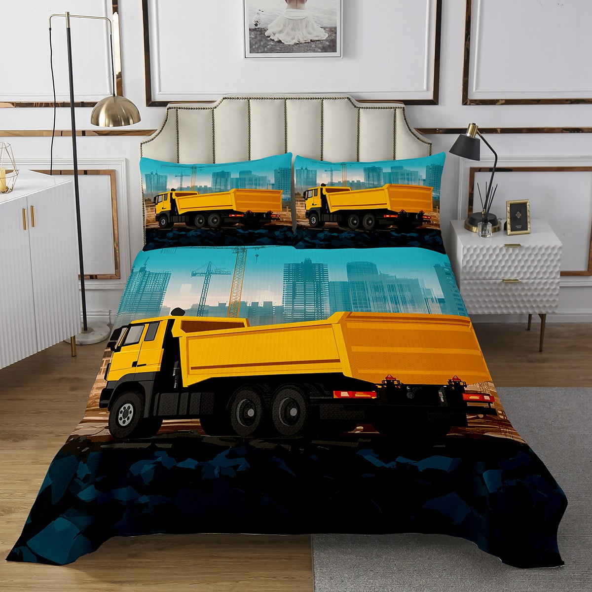 Cartoon Truck Bedspread Set Queen Size,Vans Lorry Quilt Set For Bedroom ...