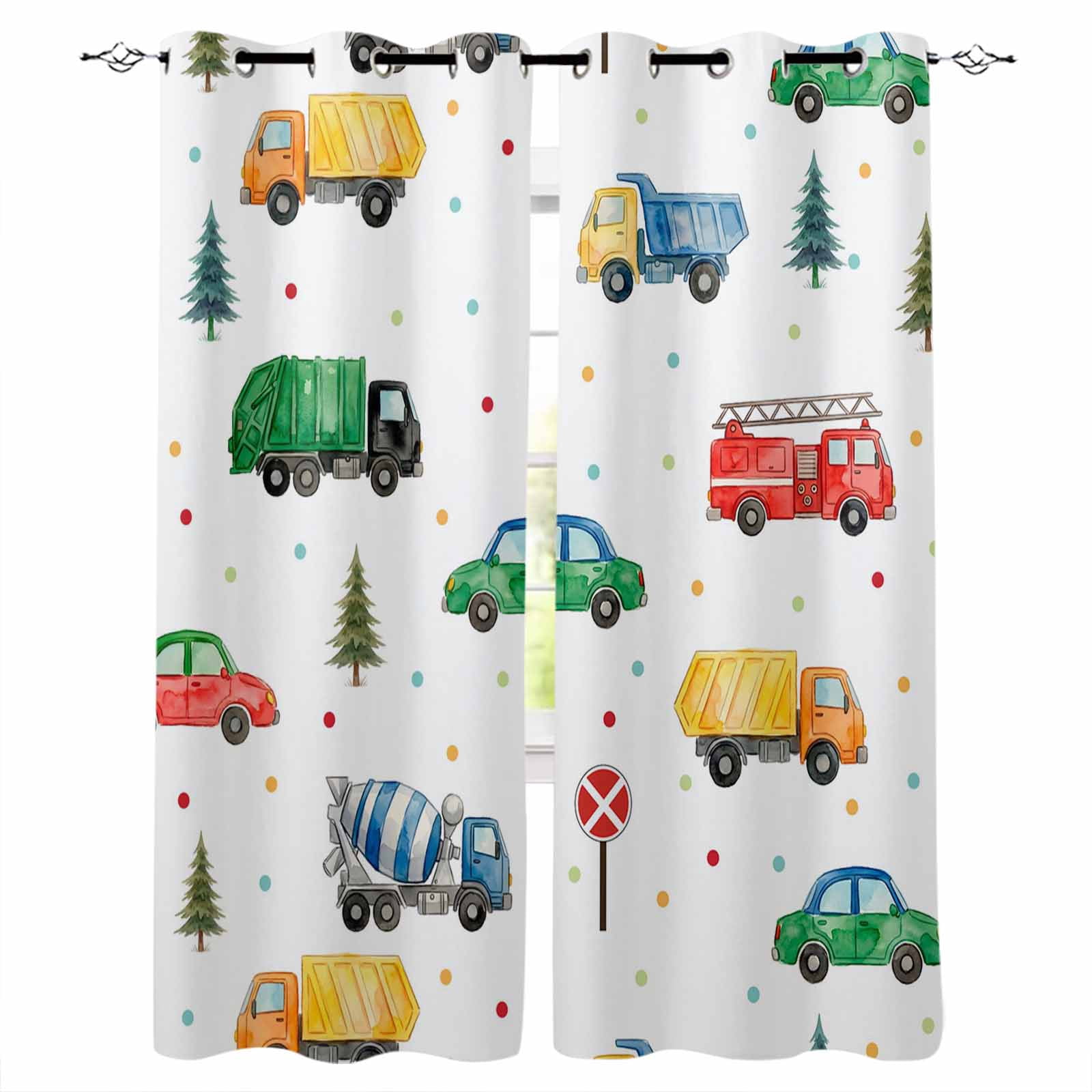 Cartoon Truck Blackout Curtains for Bedroom Living Room Darkening ...