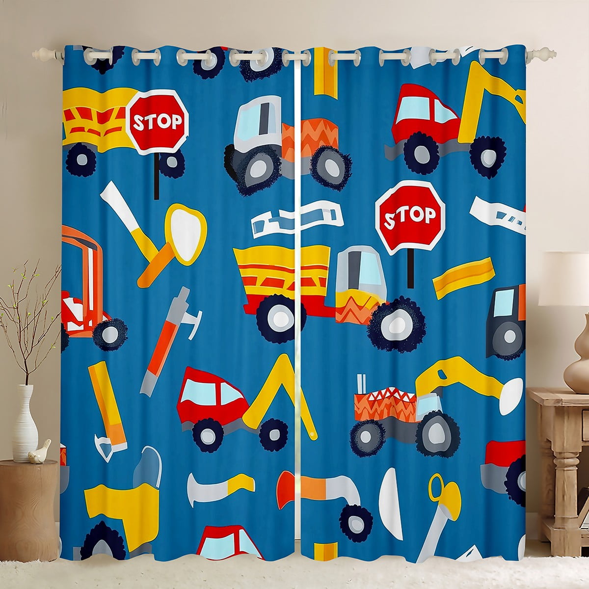 Cartoon Truck Blackout Curtains, Kawaii Vans Lorry Curtains For Kids ...