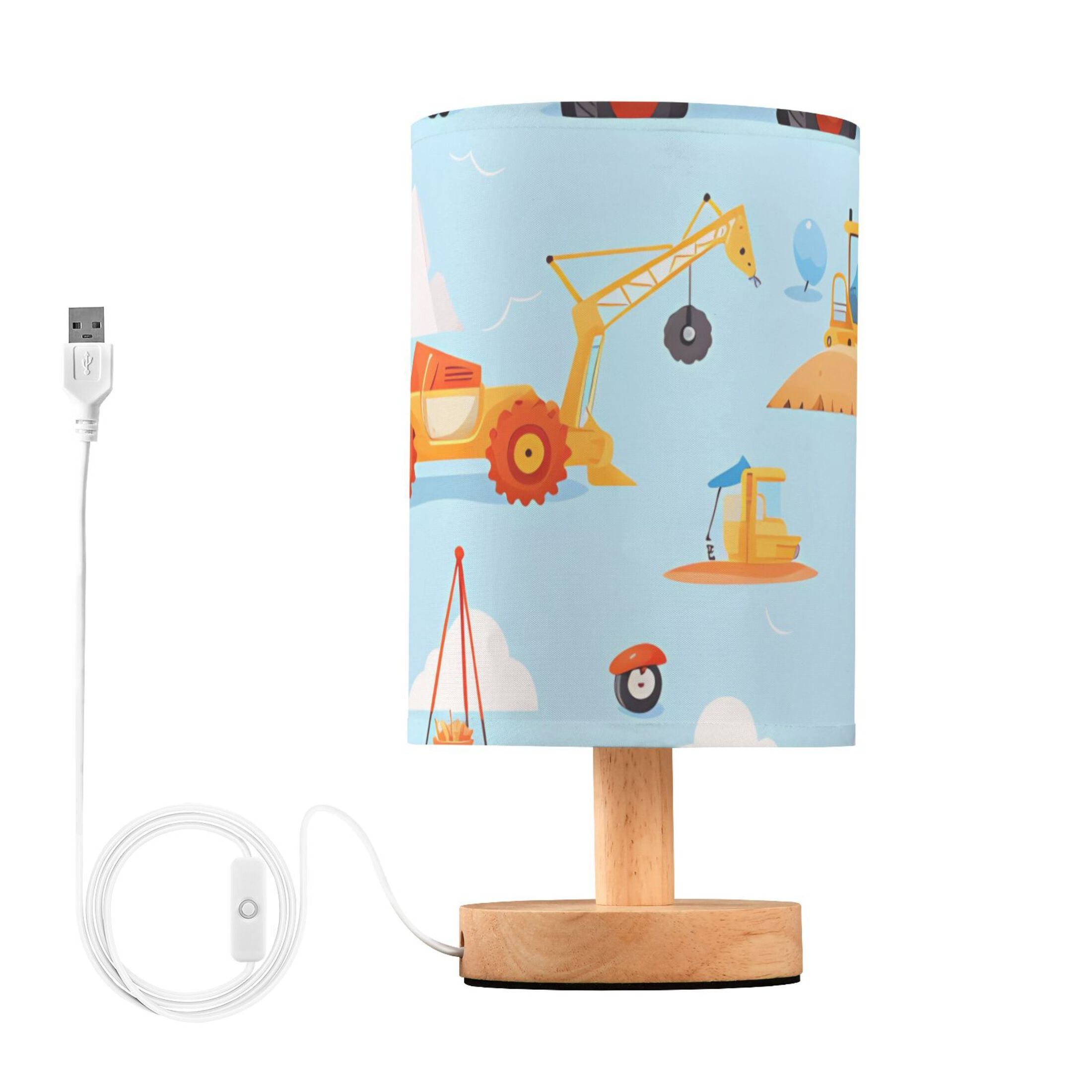 Cartoon Truck Blue Excavator Bedside Table Lamp LED Warm Lights with ...