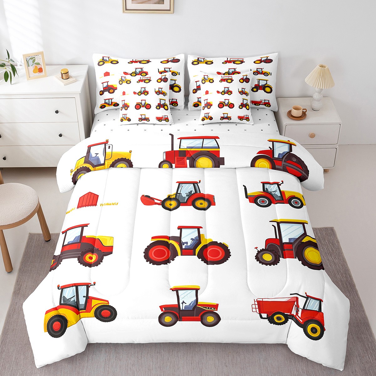 Cartoon Truck Car Full Size Comforter Set 7 Pieces,Excavator ...