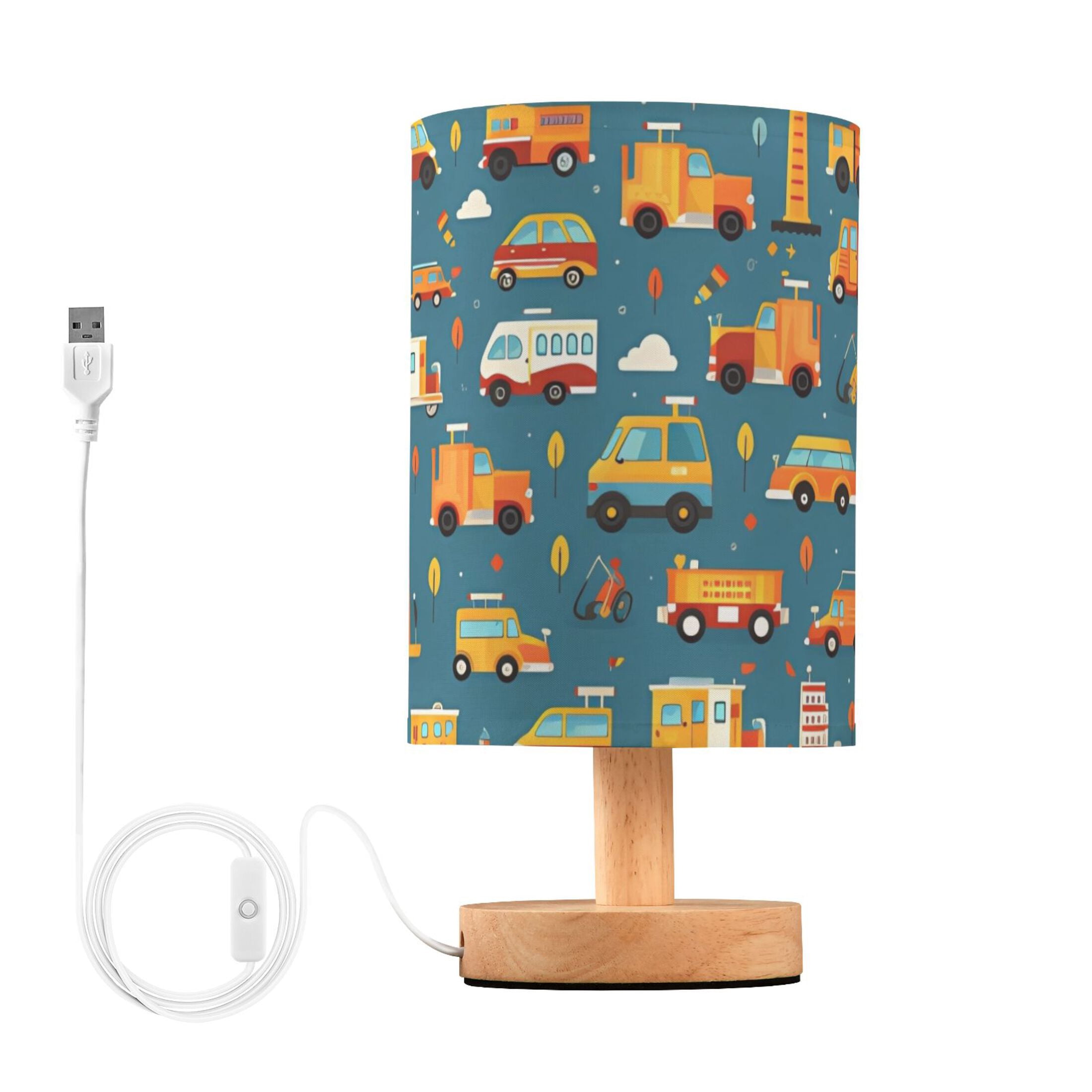 Cartoon Truck Cars Bedside Table Lamp LED Warm Lights with USB Charging ...