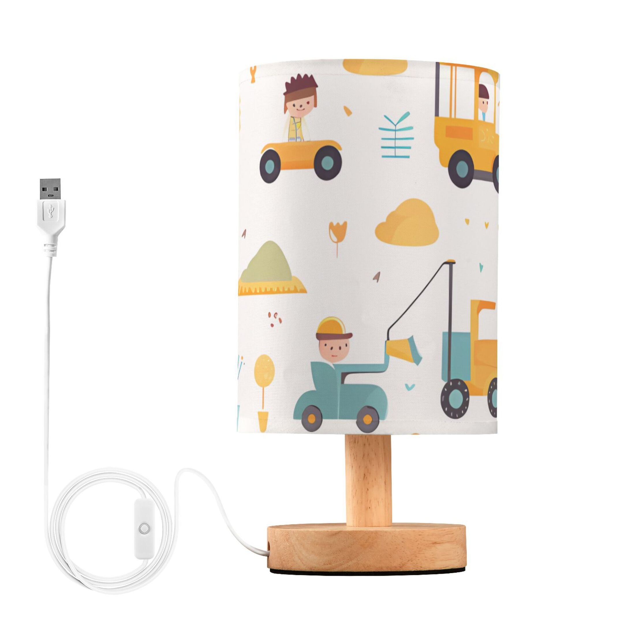 Cartoon Truck Engineer Excavator Bedside Table Lamp LED Warm Lights ...