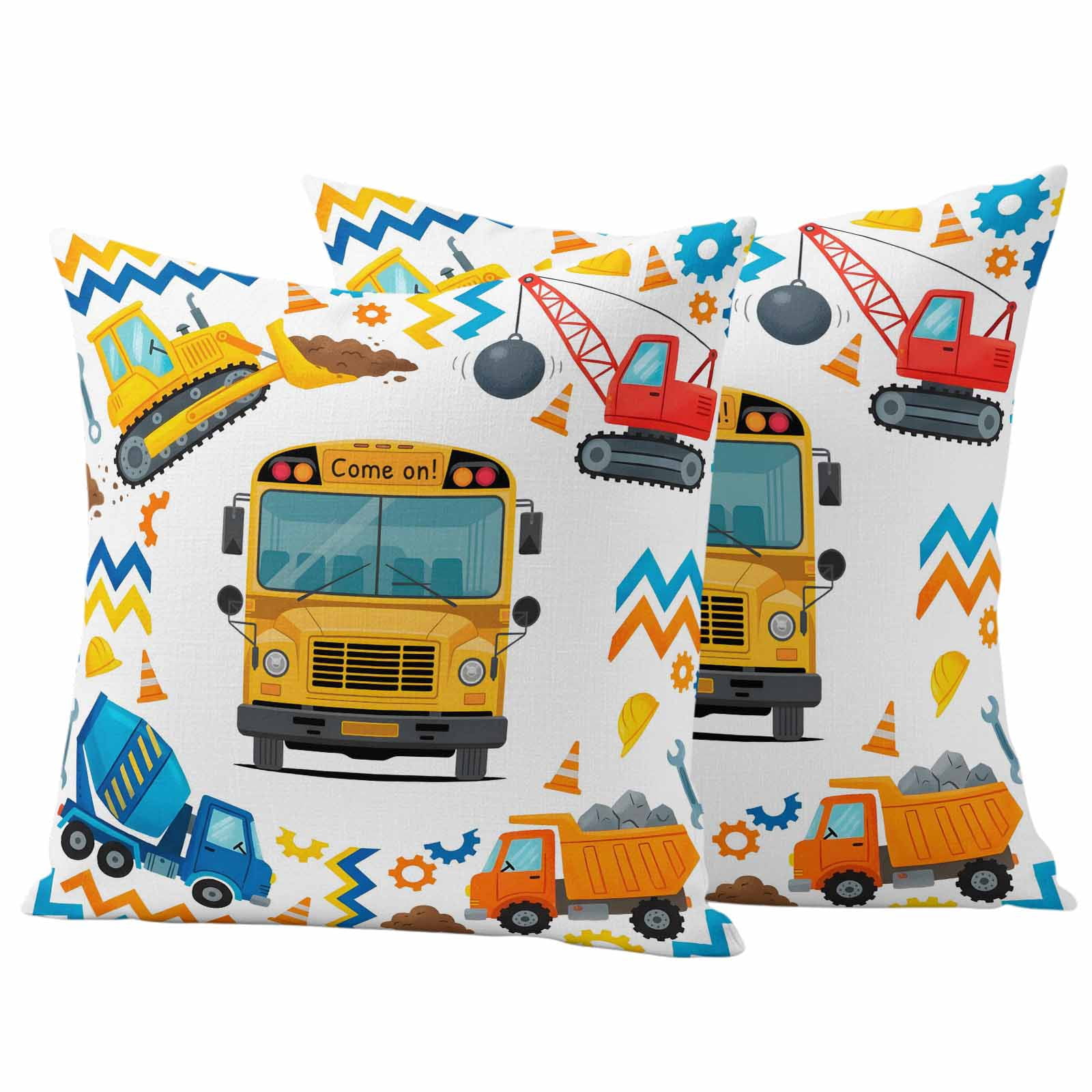 Cartoon Truck Outdoor Waterproof Pillow Covers, Cute Funny Engineering ...