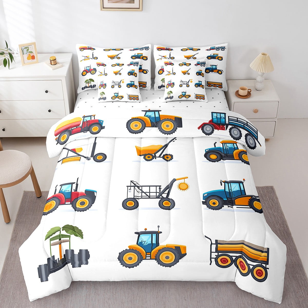 Cartoon Truck Queen Bedding Sets, Cute Vans Lorry Comforter Set ...
