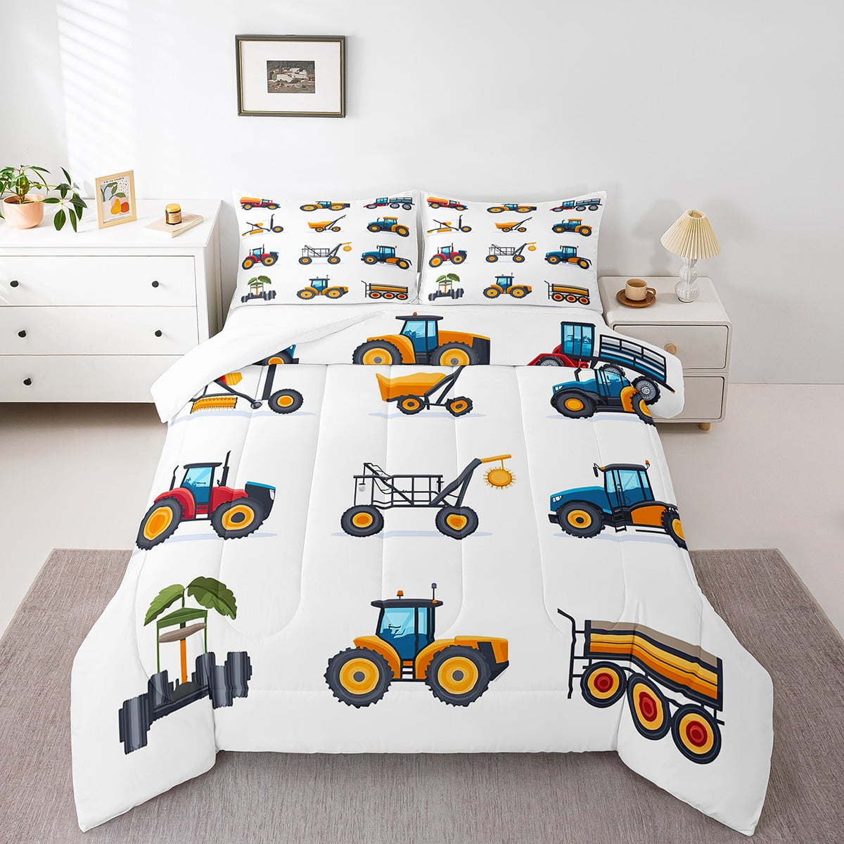 Cartoon Truck Toddler Bedding Set,Cute Vans Lorry Lightweight Bed Set ...