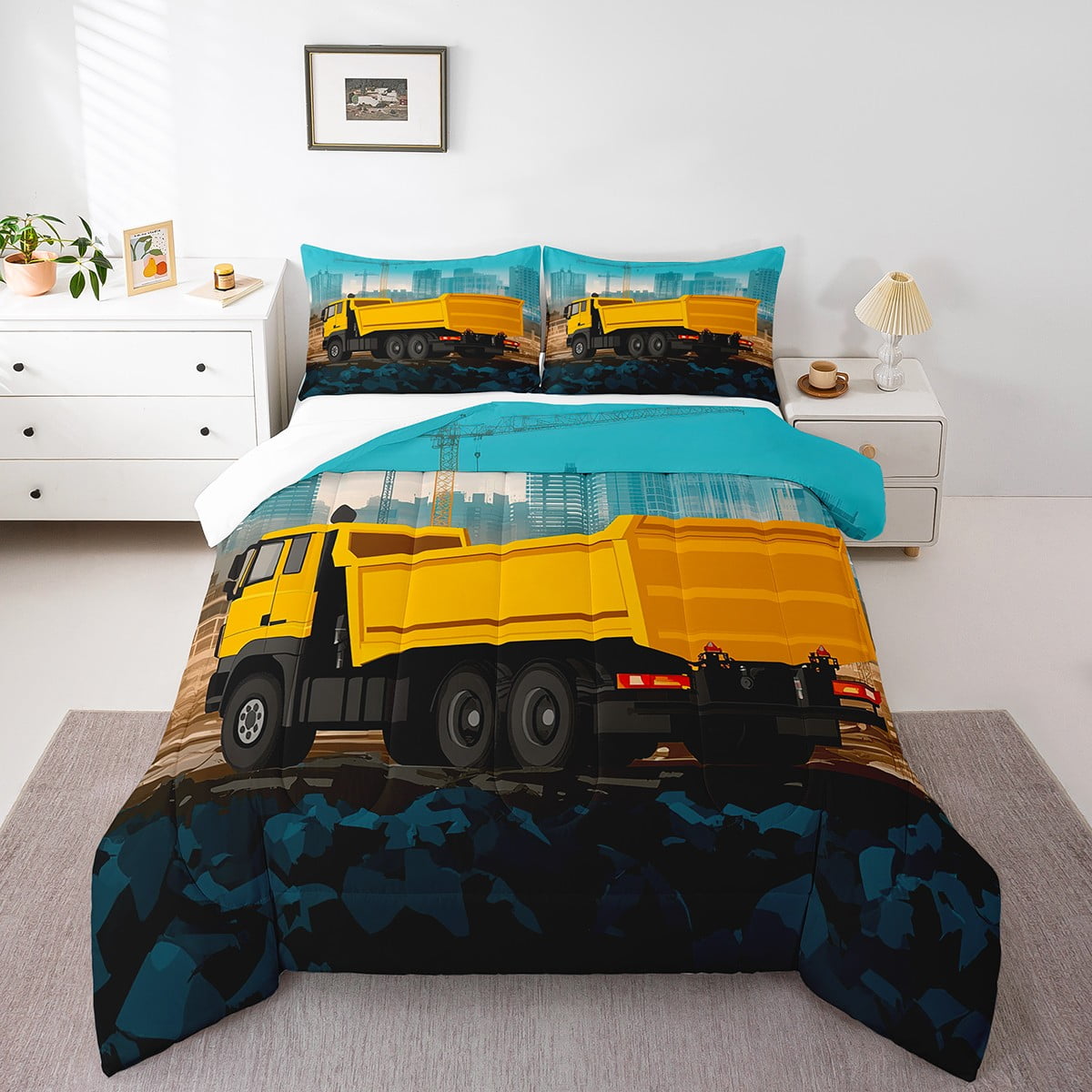 Cartoon Truck Twin Comforter Set,Vans Lorry Lightweight Bed Set For ...