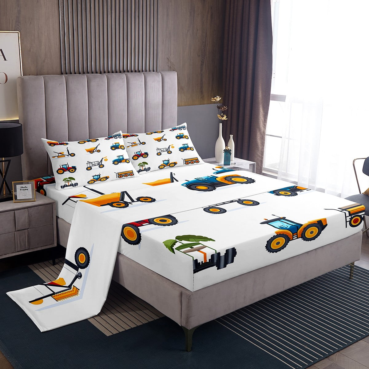 Cartoon Truck Twin Size Sheet Sets 3pcs,Cute Vans Lorry Bed Sheets Set ...