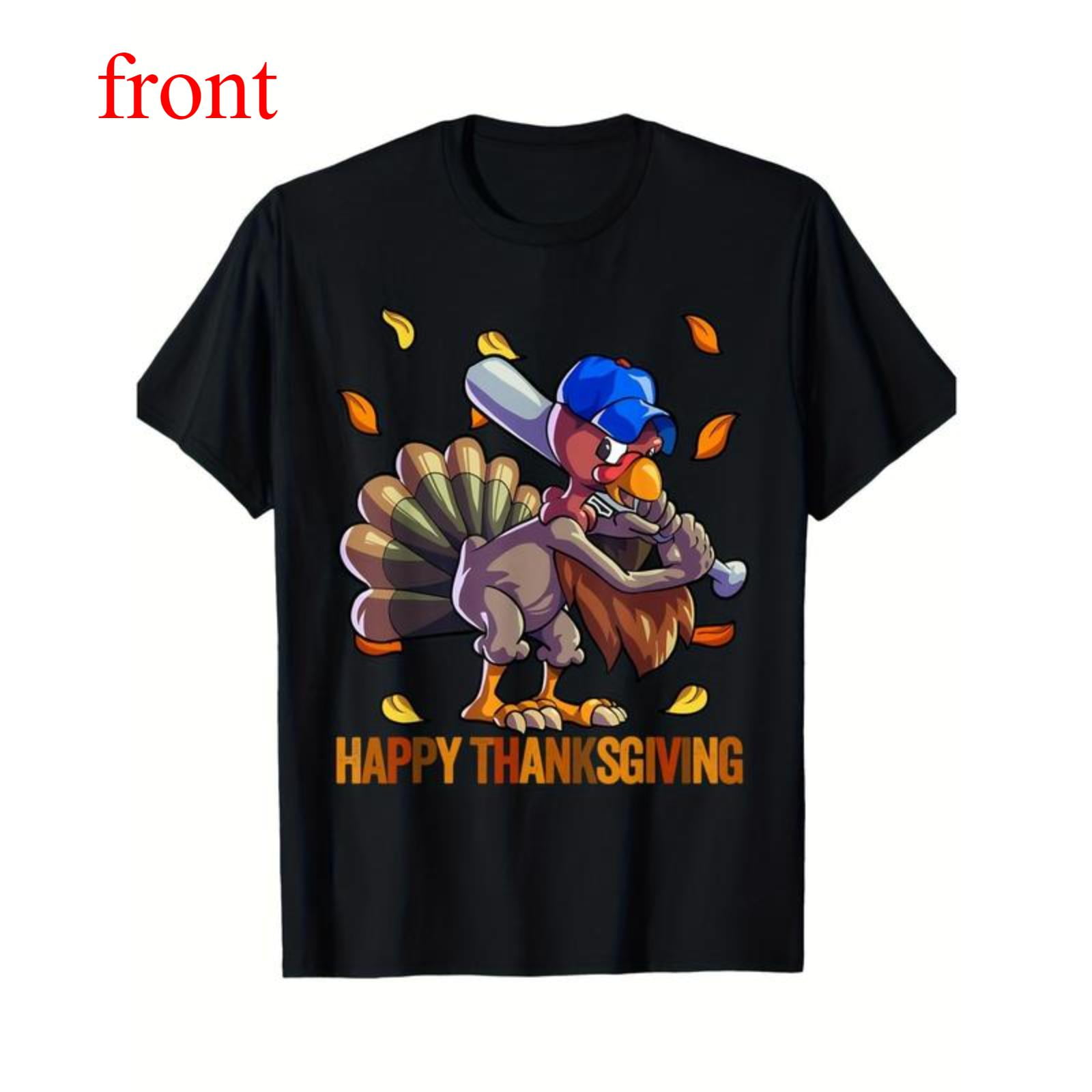 Cartoon Turkey Design Print Tee, wearing a blue baseball cap and ...
