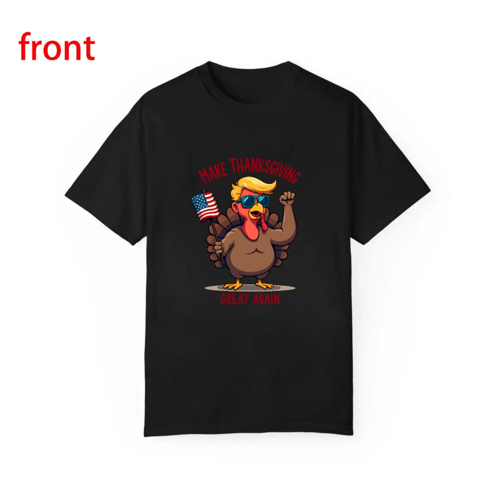 Cartoon Turkey Pattern Tee, with the turkey sporting a golden hairstyle ...
