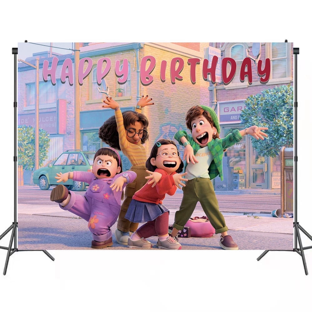 Cartoon Turning Red Birthday Backdrop Banner Party Supplies Happy ...