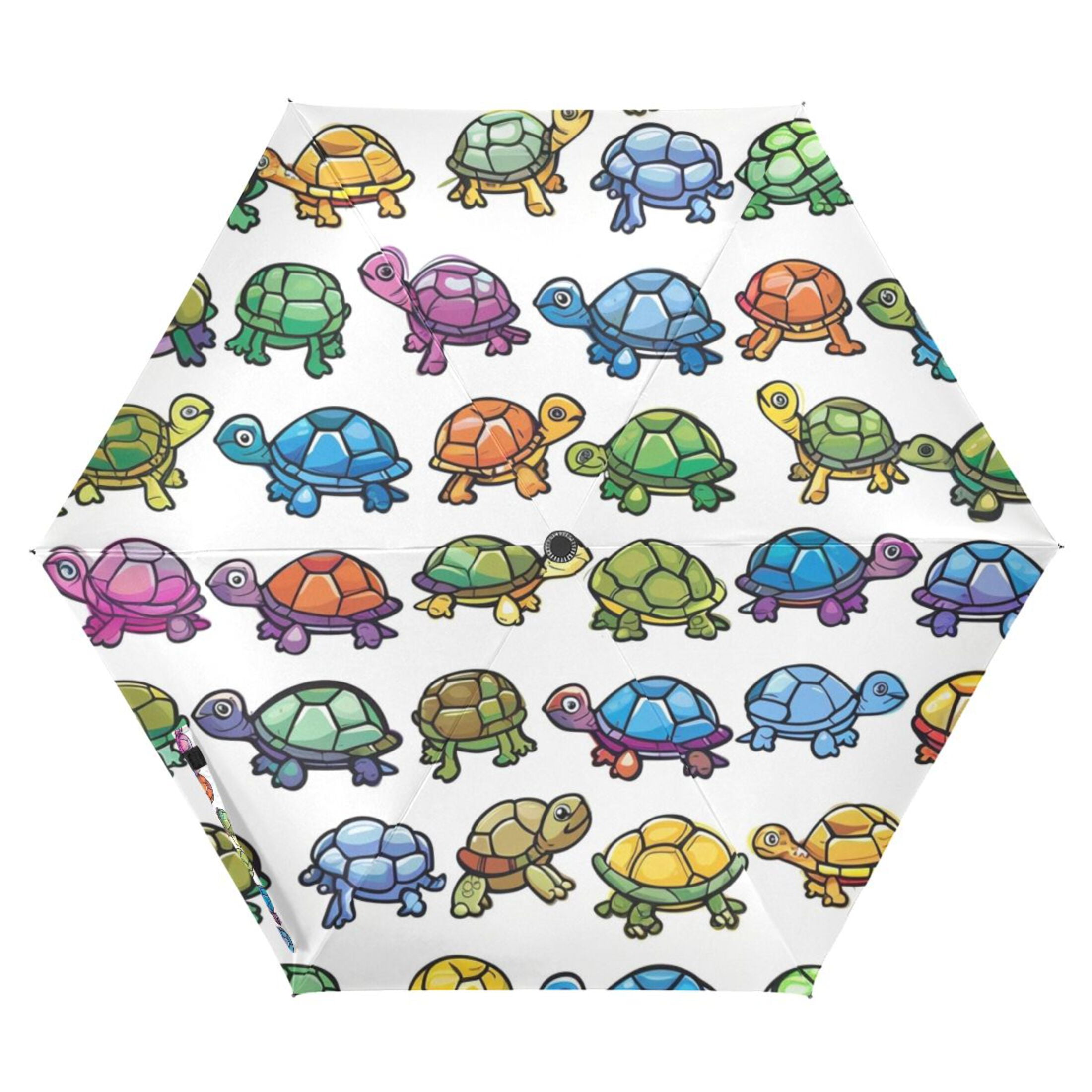 Cartoon Turtle Cute UPF 50+ Compact Folding Umbrella for Rain Windproof ...