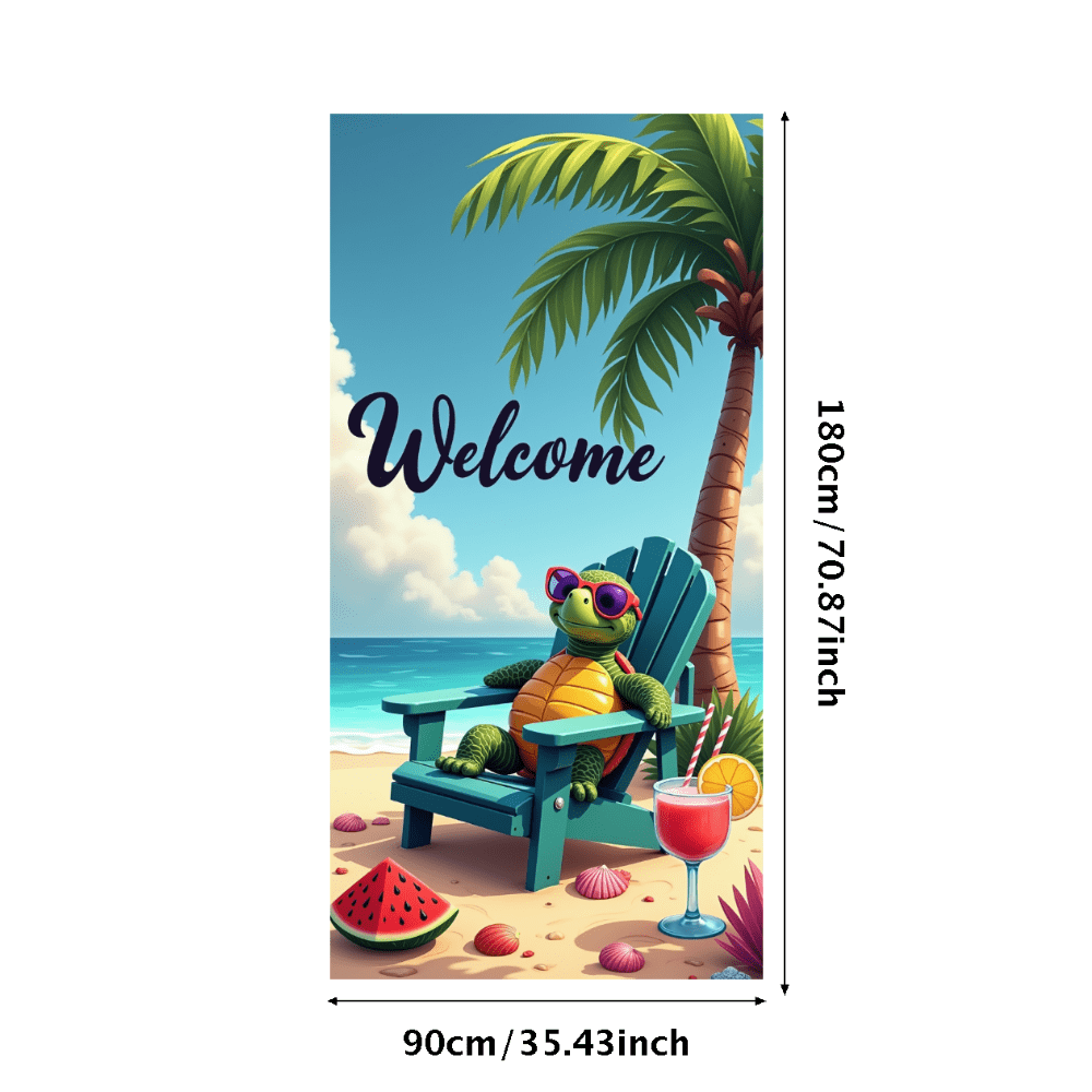 Cartoon Turtle Illustration Tropical Welcome Banner for Beach Party ...