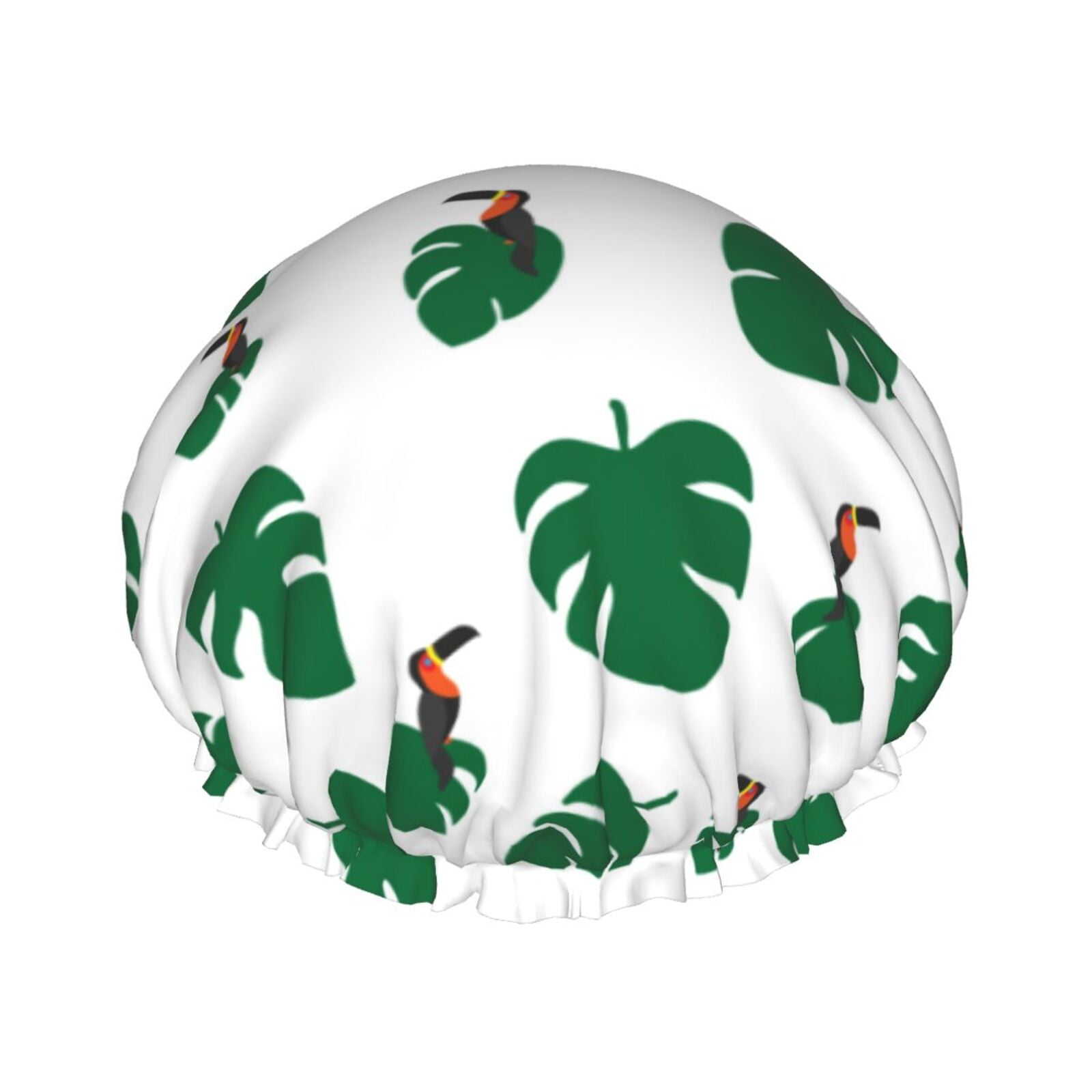 Cartoon Turtle Leaf Toucan Bird Shower Cap for Women, Double Waterproof ...