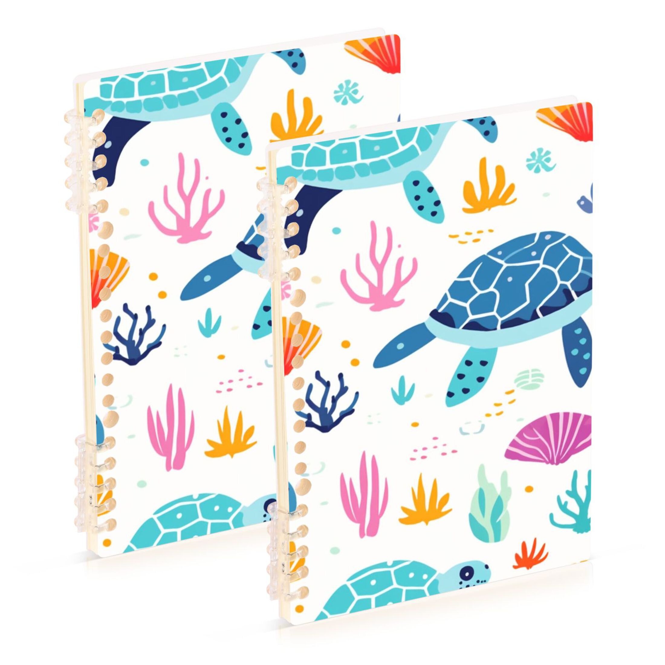 Cartoon Turtle Shells Seaweeds 2 Pcs Spiral Notebooks 60 Sheets 120 ...