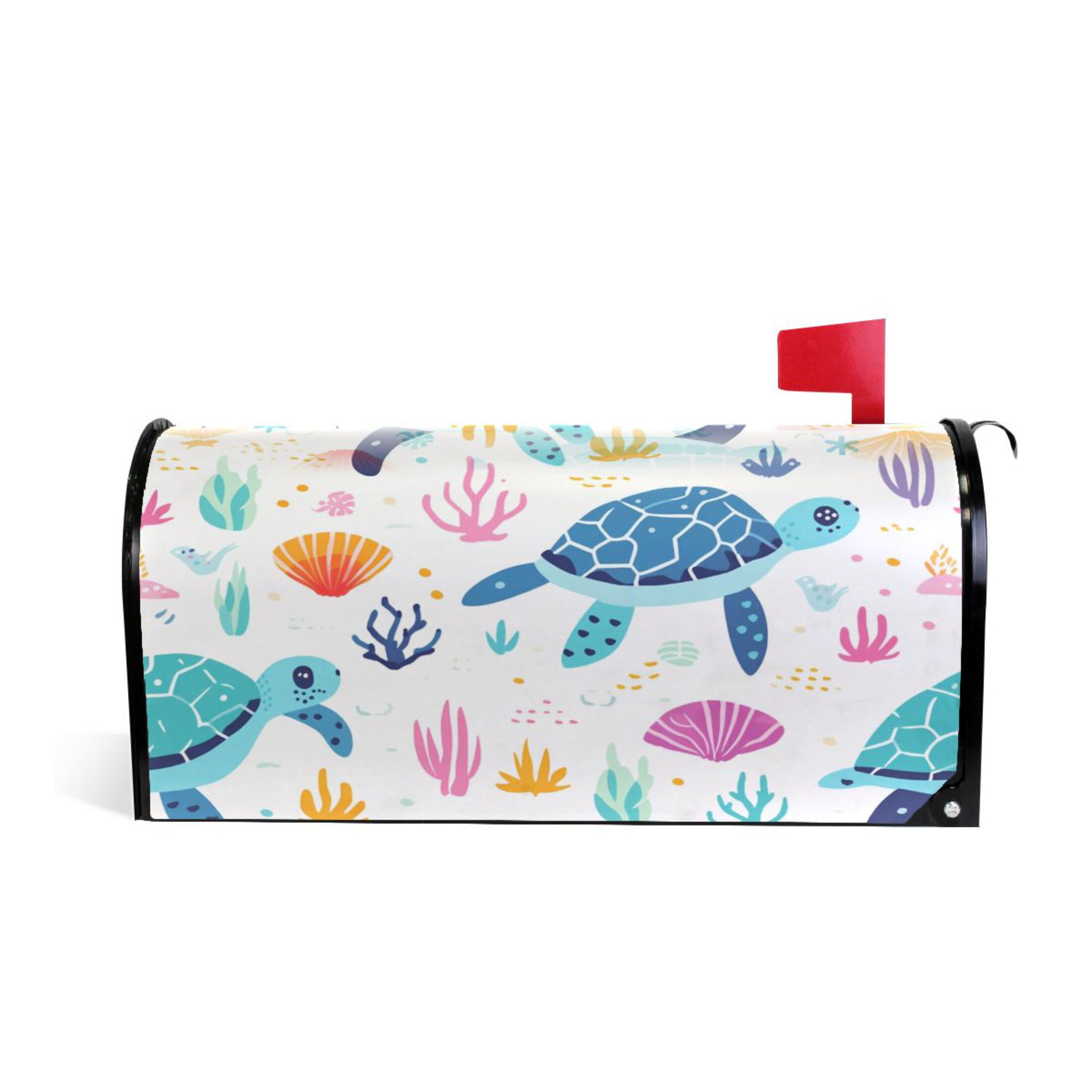 Cartoon Turtle Shells Seaweeds Magnetic Mailbox Covers 21" X 18" Post ...