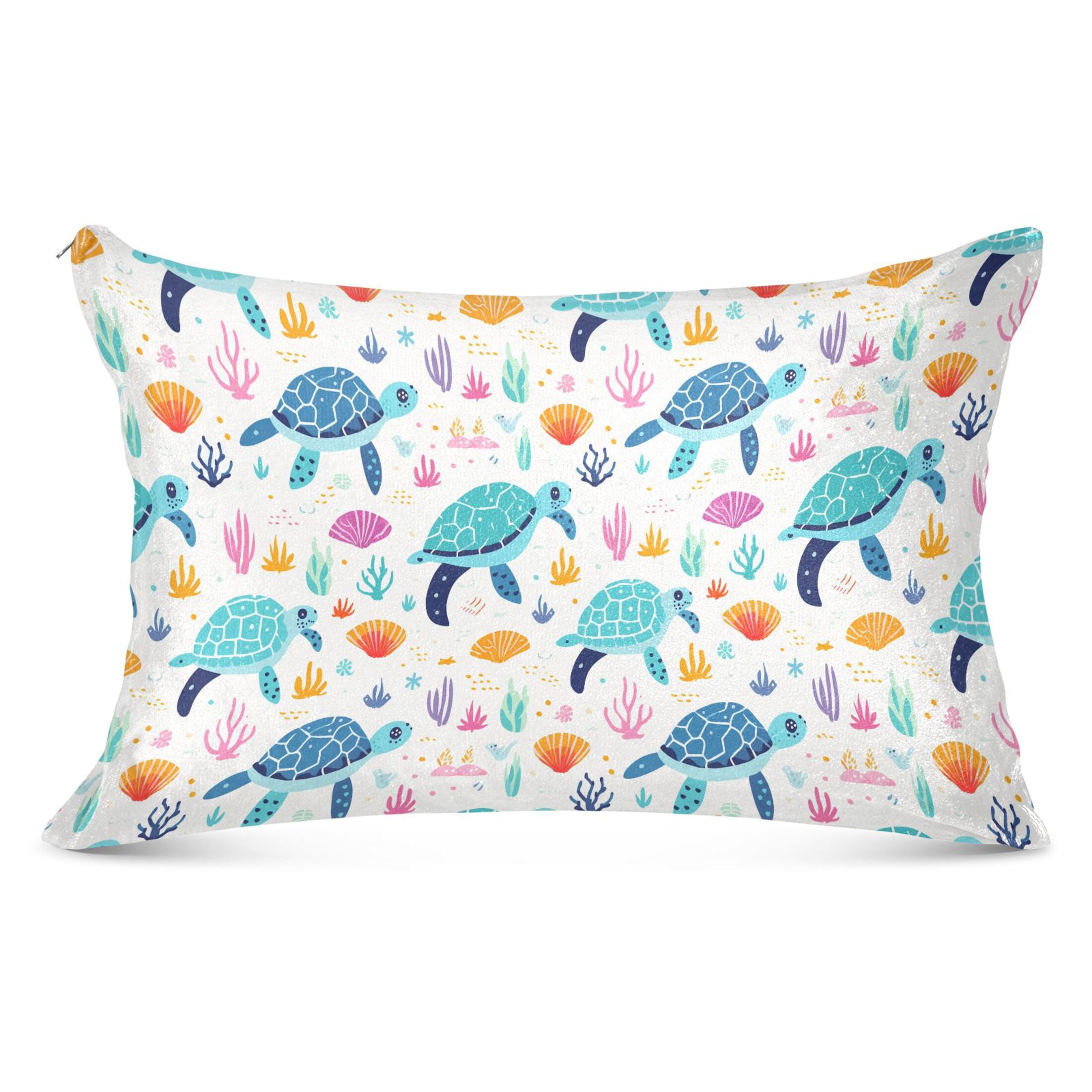Cartoon Turtle Shells Seaweeds Plush Pillow Cases King Size Ultra Soft ...
