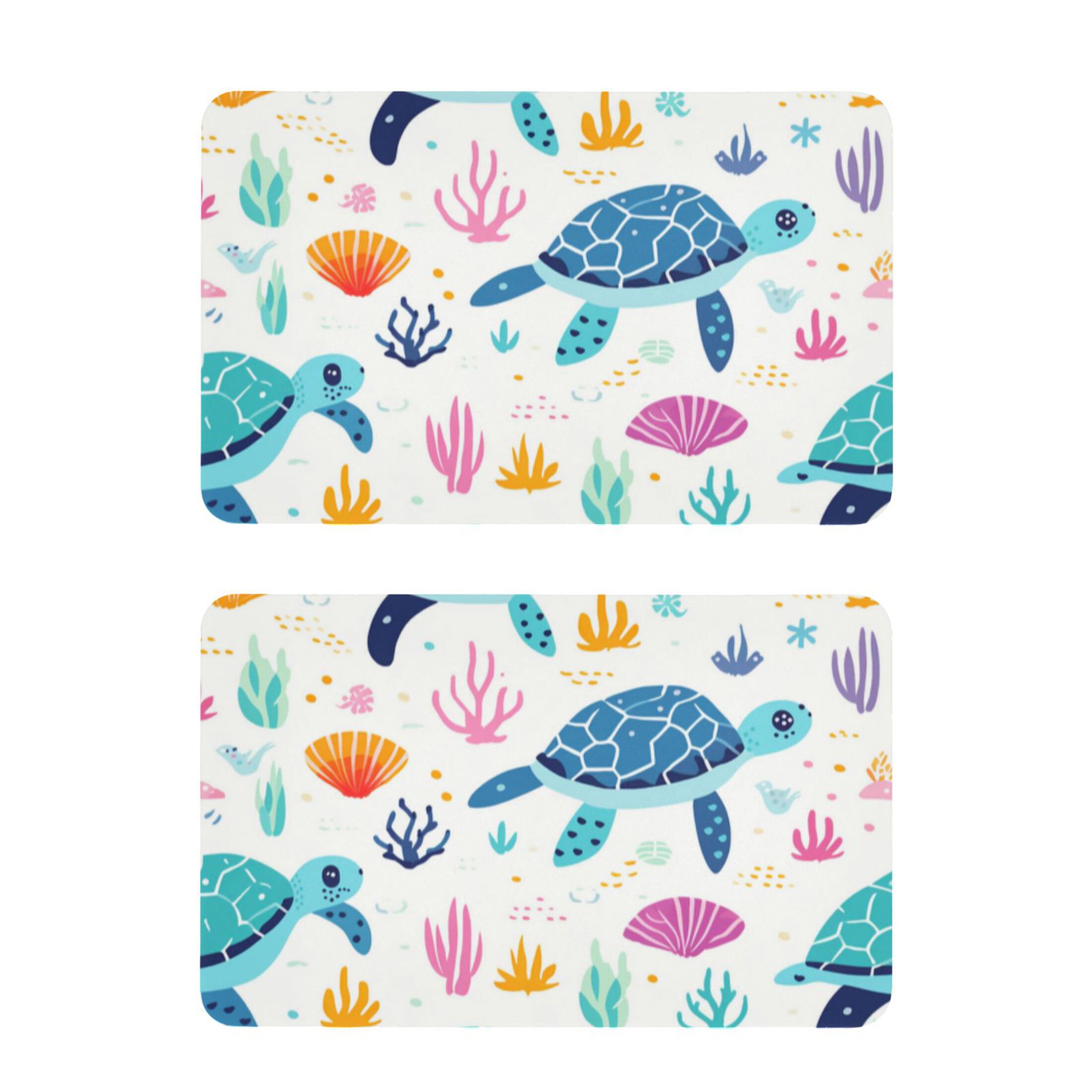 Cartoon Turtle Shells Seaweeds Refrigerator Magnet Stickers Square ...