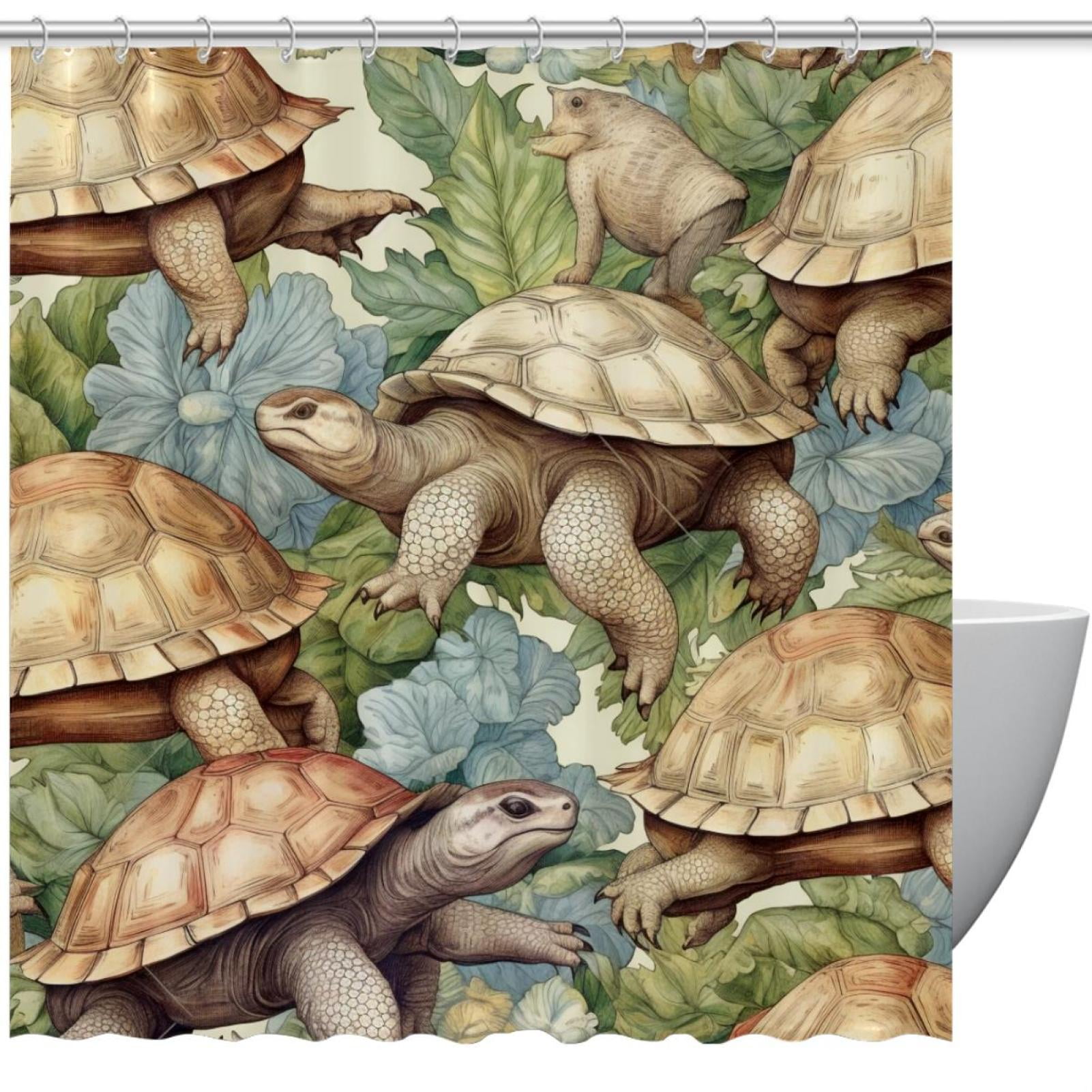 Cartoon Turtle Shower Curtain for Bathroom, Aesthetics Patterns Curtain ...