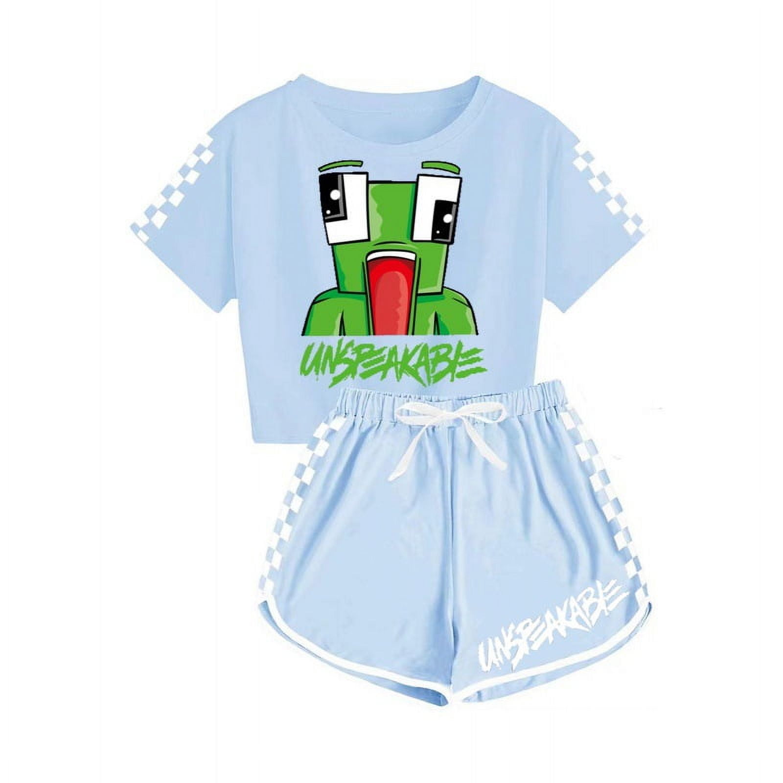 Cartoon UN-SPEA-KABLE Kids Summer Sport T-Shirt and Shorts Set Plaid ...