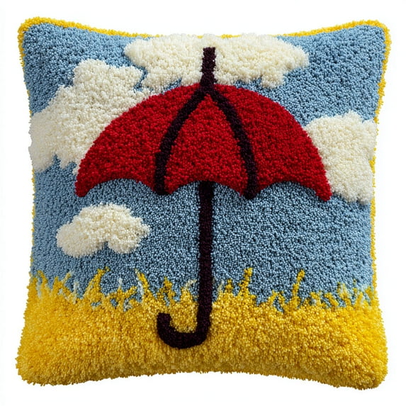 Cartoon Umbrella Latch Hook Kits Pillow Cushion Kit Latch Hook Pillow ...