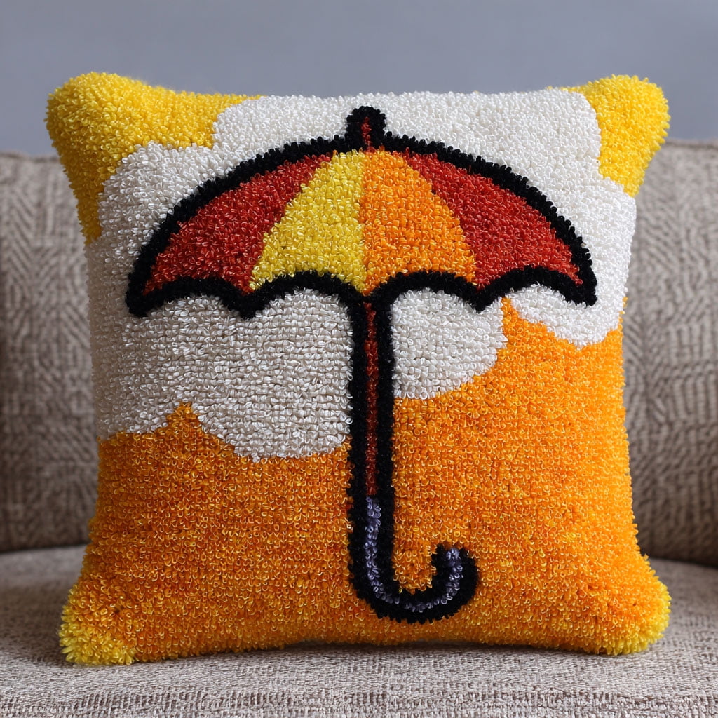 Cartoon Umbrella Latch Hook Pillow Kits Embroidery Pillowcase Hook ...