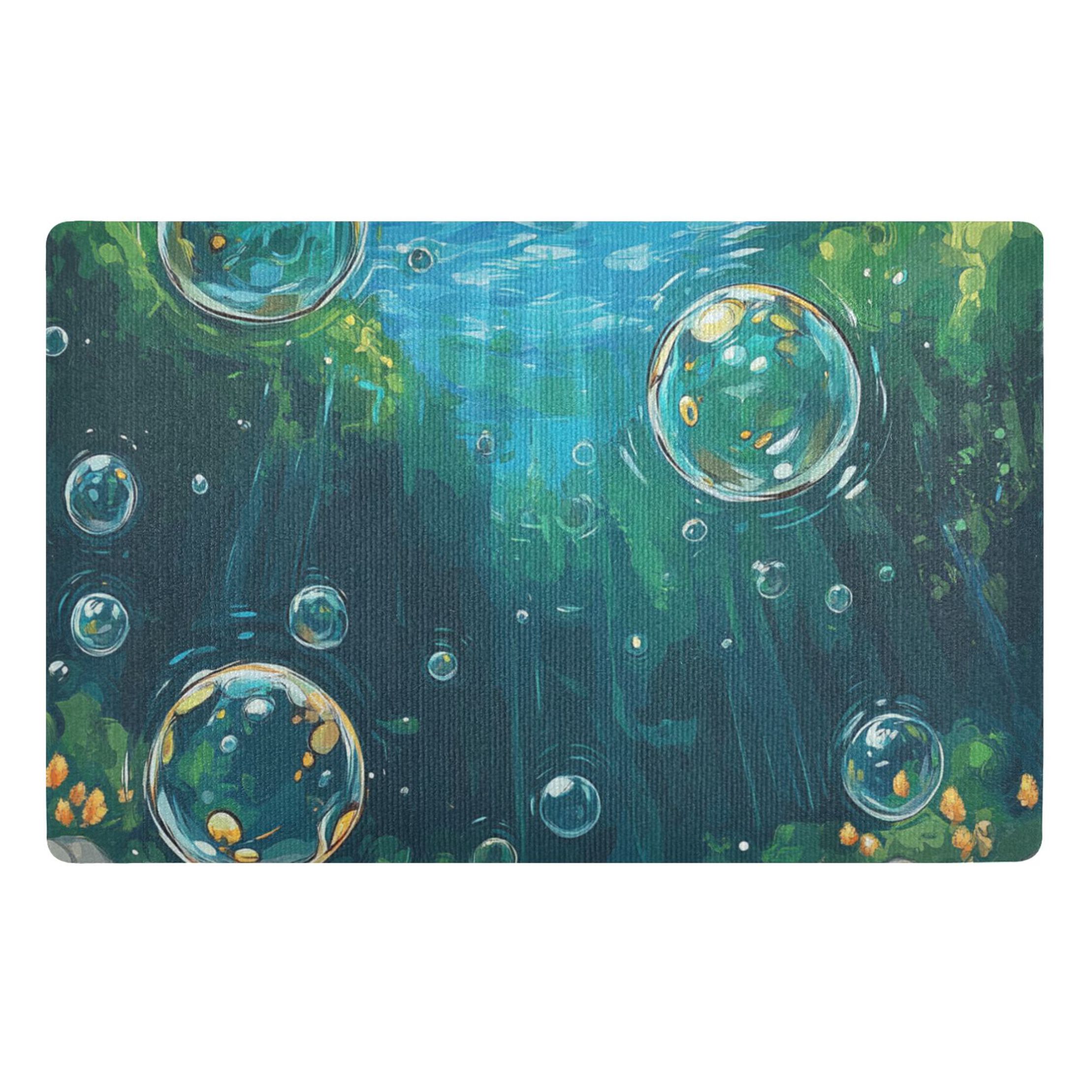 Cartoon Underwater Bubbles with Plants Floor Door Mat Outdoor Indoor ...