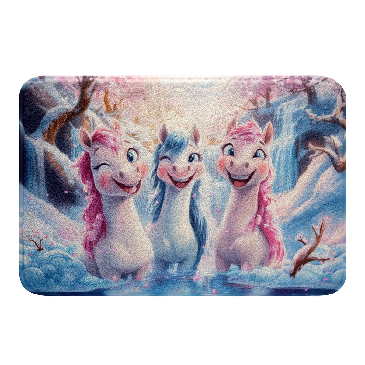 Cartoon Unicorn Bathroom Rug For Girls Cute Unicorn Kids Bath Mat Non ...