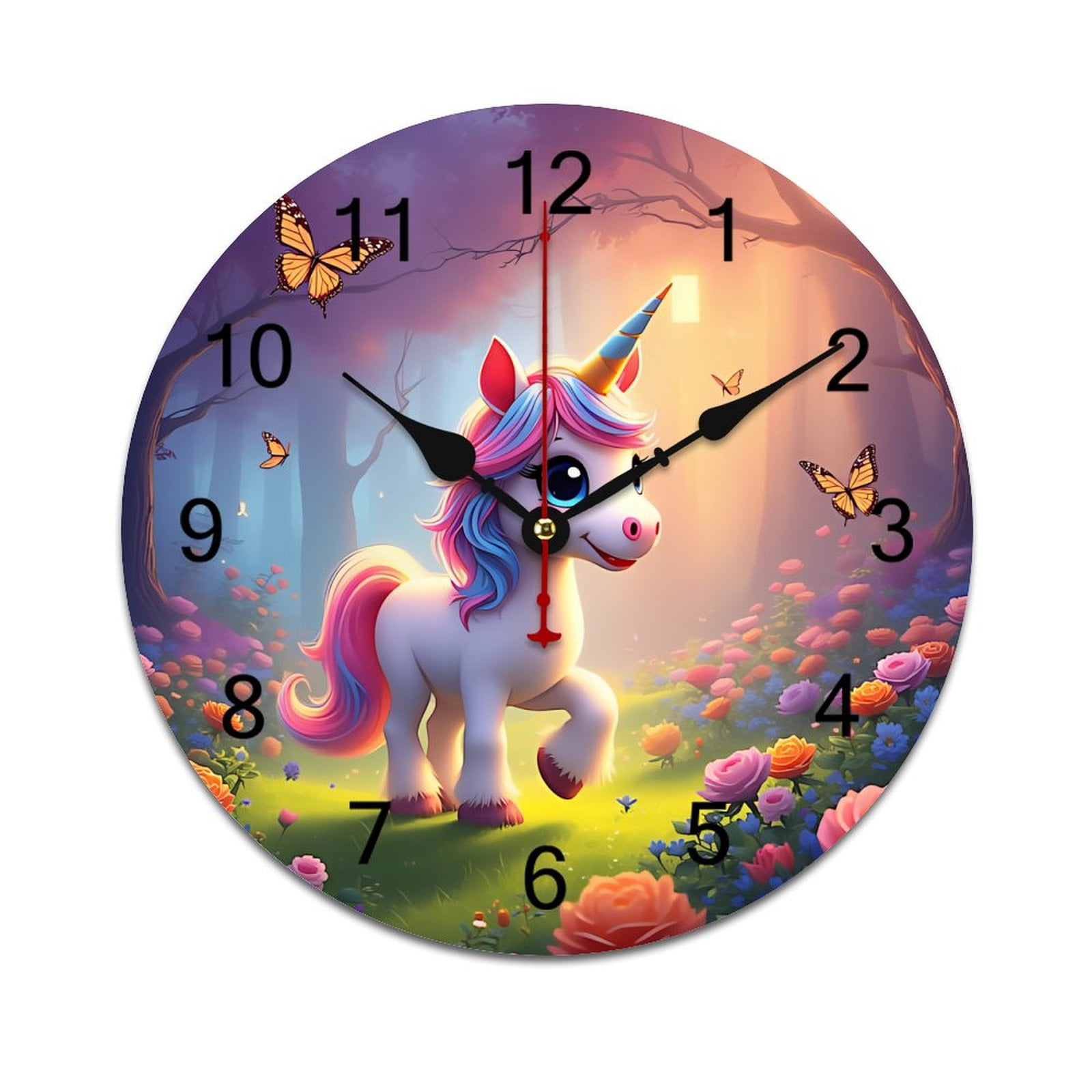 Cartoon Unicorn Butterfly Wings And A Flower with A Rainbow Bedroom ...