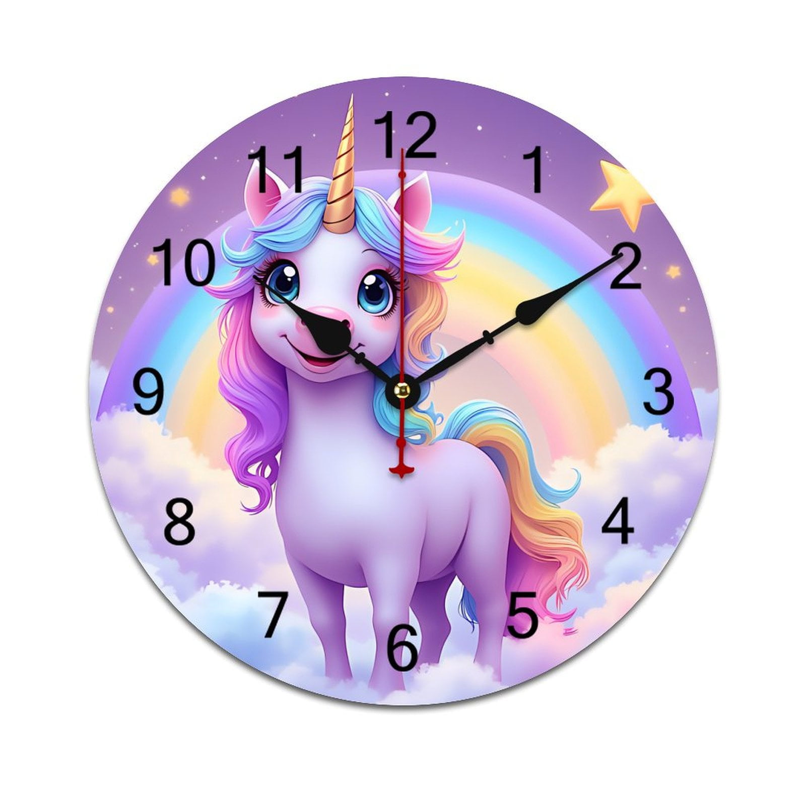 Cartoon Unicorn Butterfly Wings And A Flower with A Rainbow Time ...