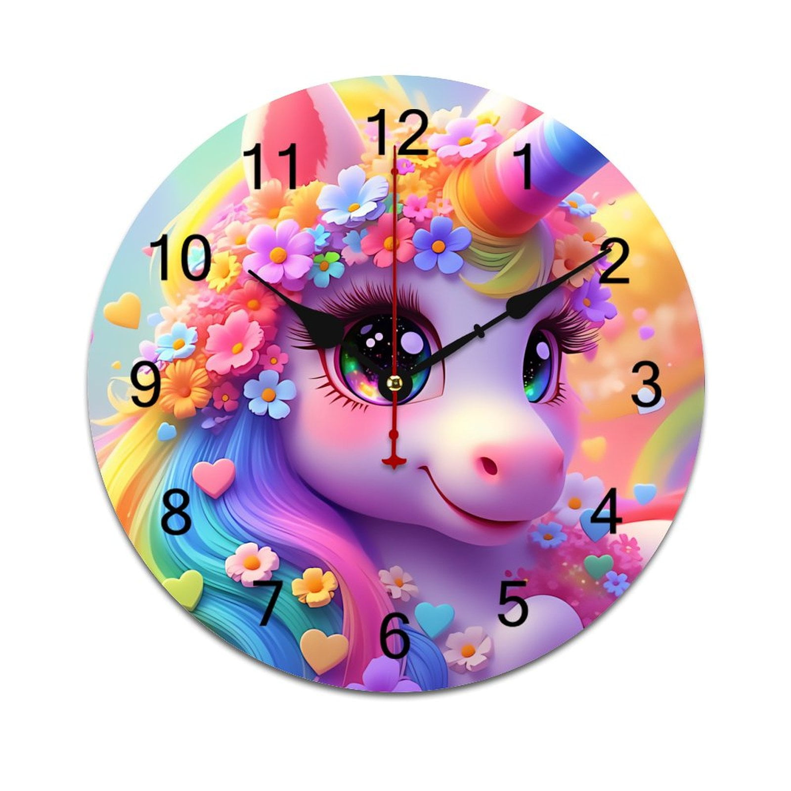 Cartoon Unicorn Butterfly Wings And A Flower with A Rainbow Time ...