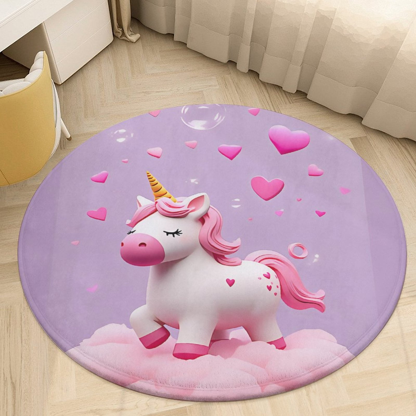 Cartoon Unicorn Butterfly Wings And A Flower with A Rainbow Round Area ...