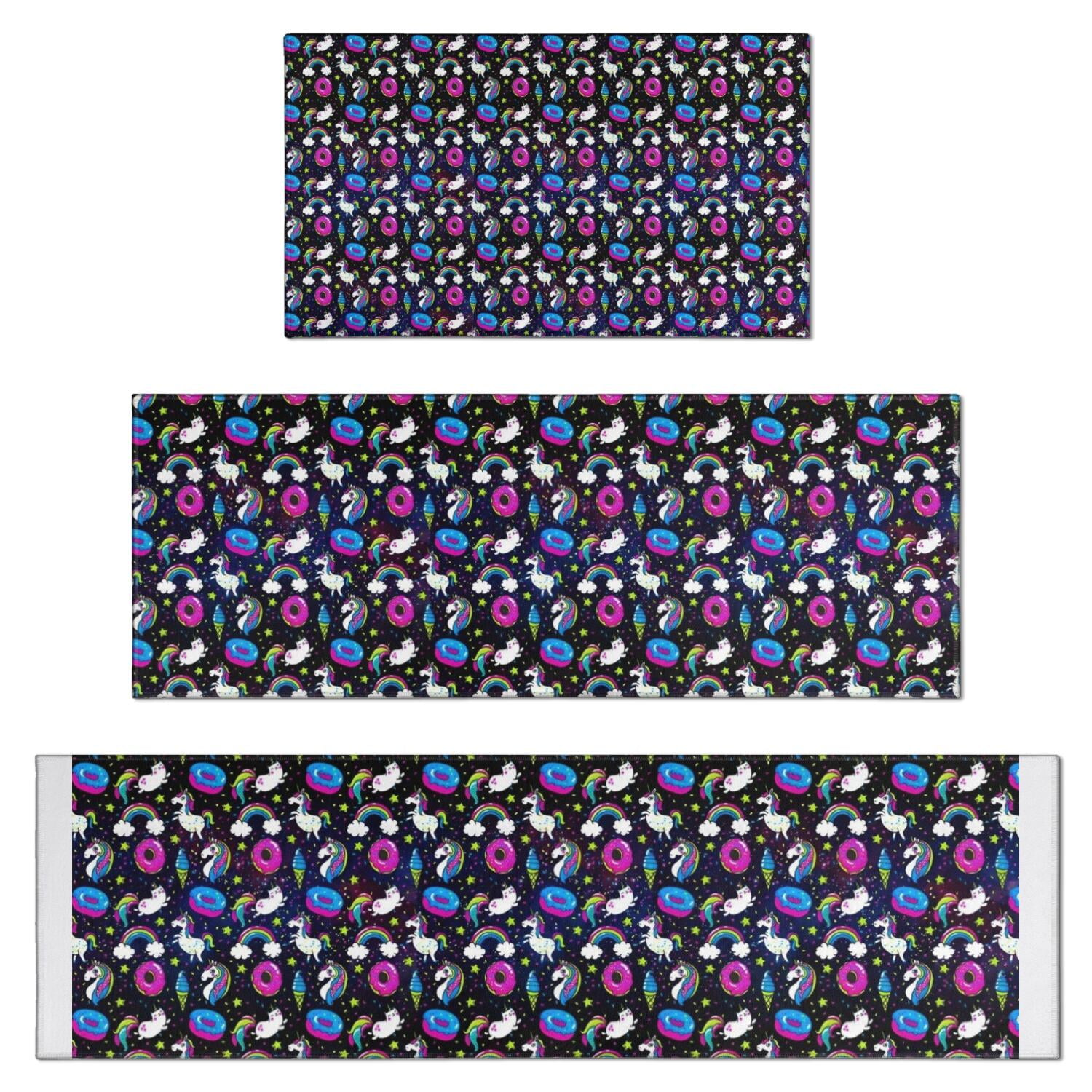 Cartoon Unicorn Donut Rainbow Pattern Kitchen Rugs Sets Of 3,Kitchen ...