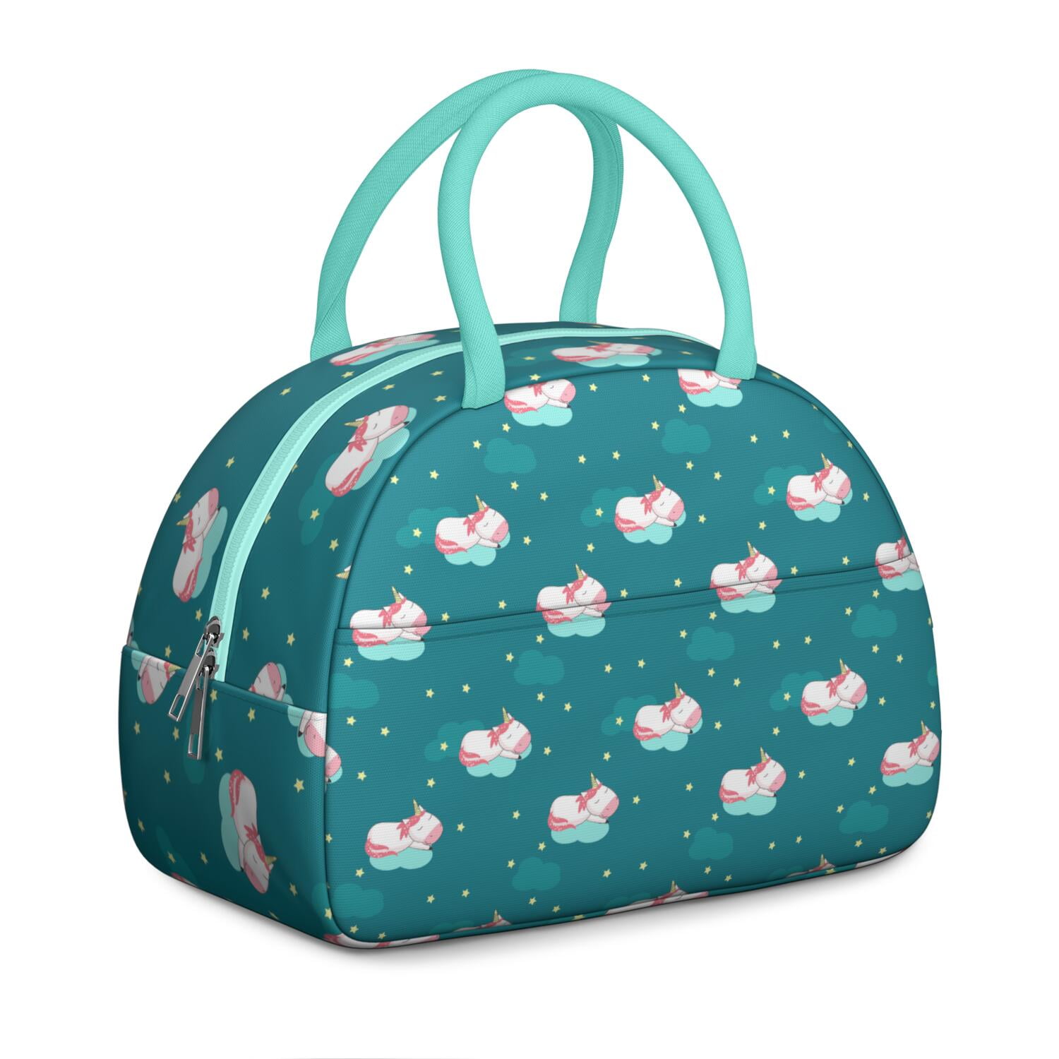 Cartoon Unicorn Lunch Tote - Playful Rainbow & Clouds Print, Reusable ...